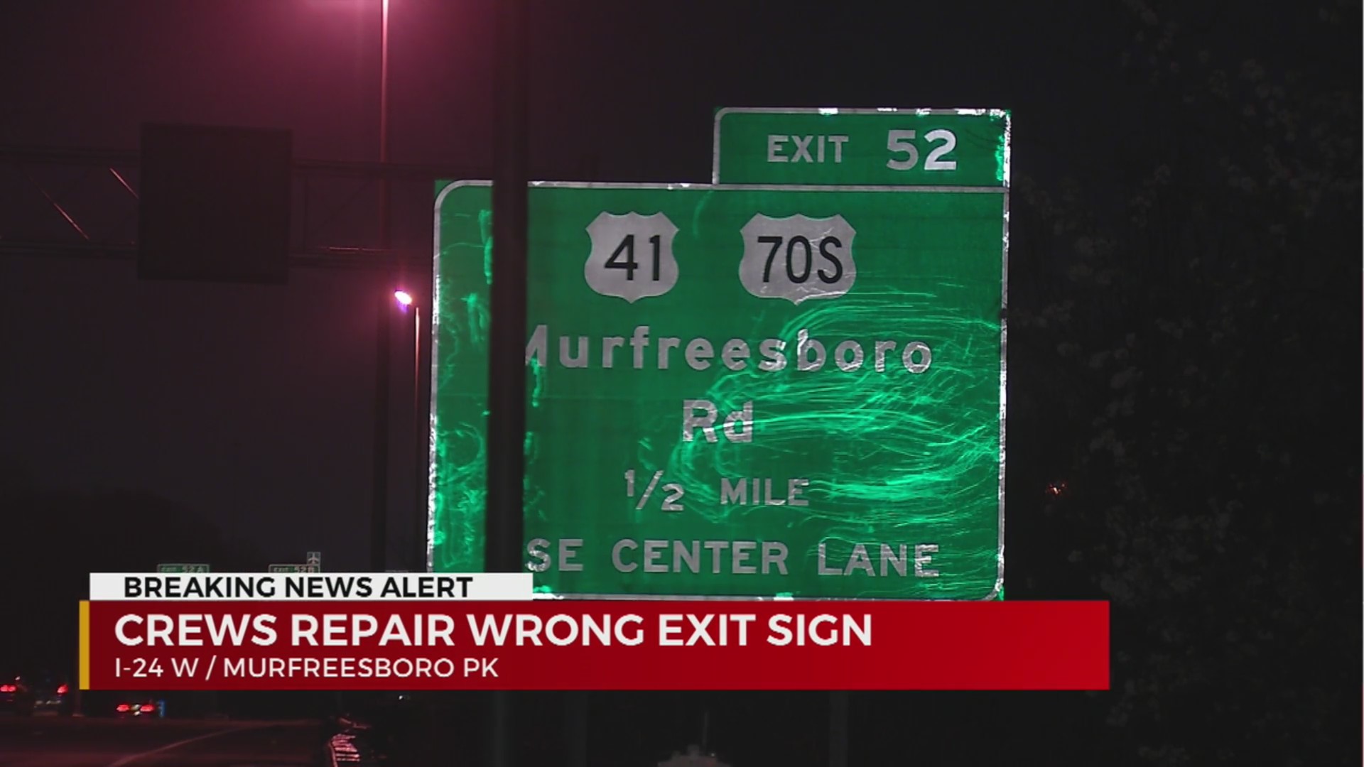 Crews repair wrong exit sign on I-24 – WKRN News 2