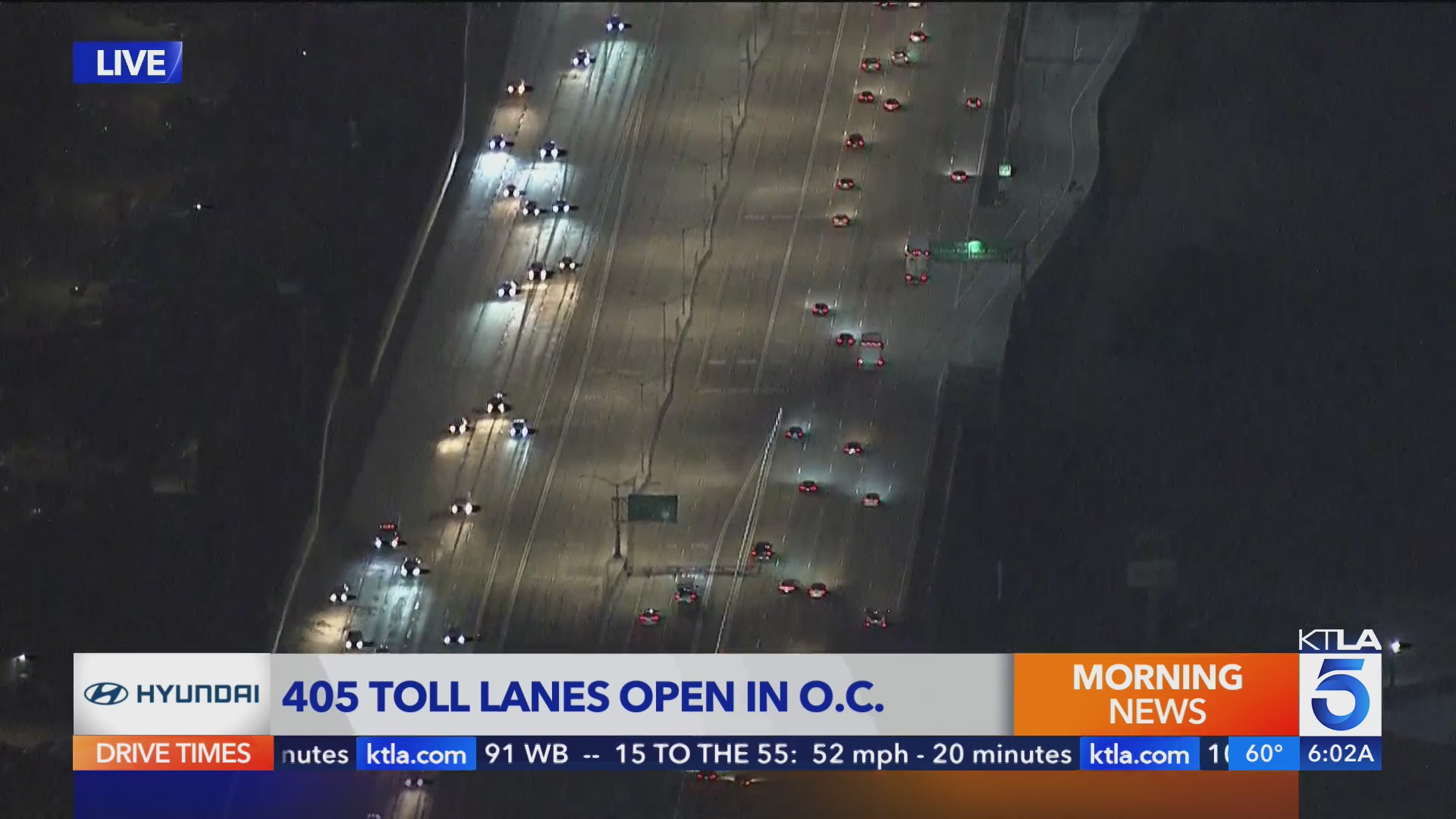 Toll lanes open on 405 Fwy in Orange County – KTLA