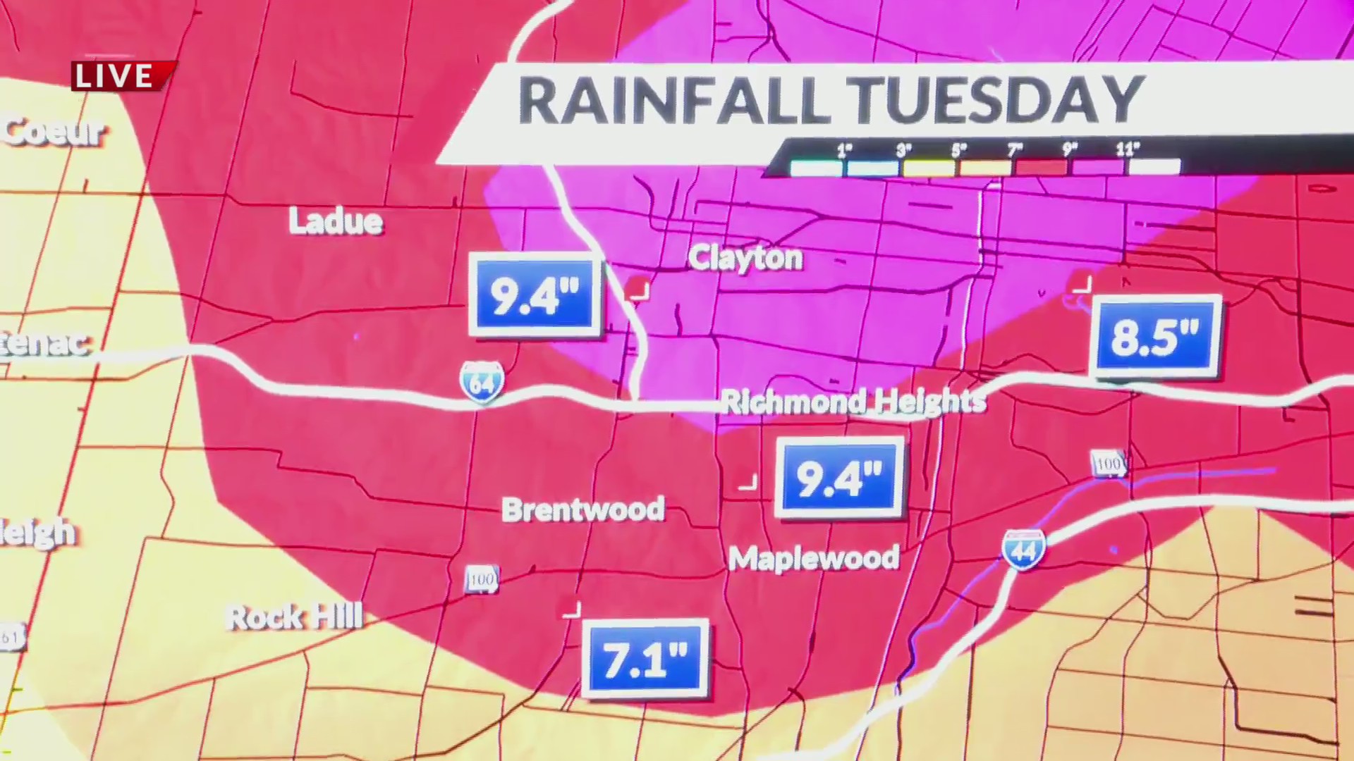 Rainfall totals: Hardest-hit STL suburbs from Tuesday and Thursday – FOX 2