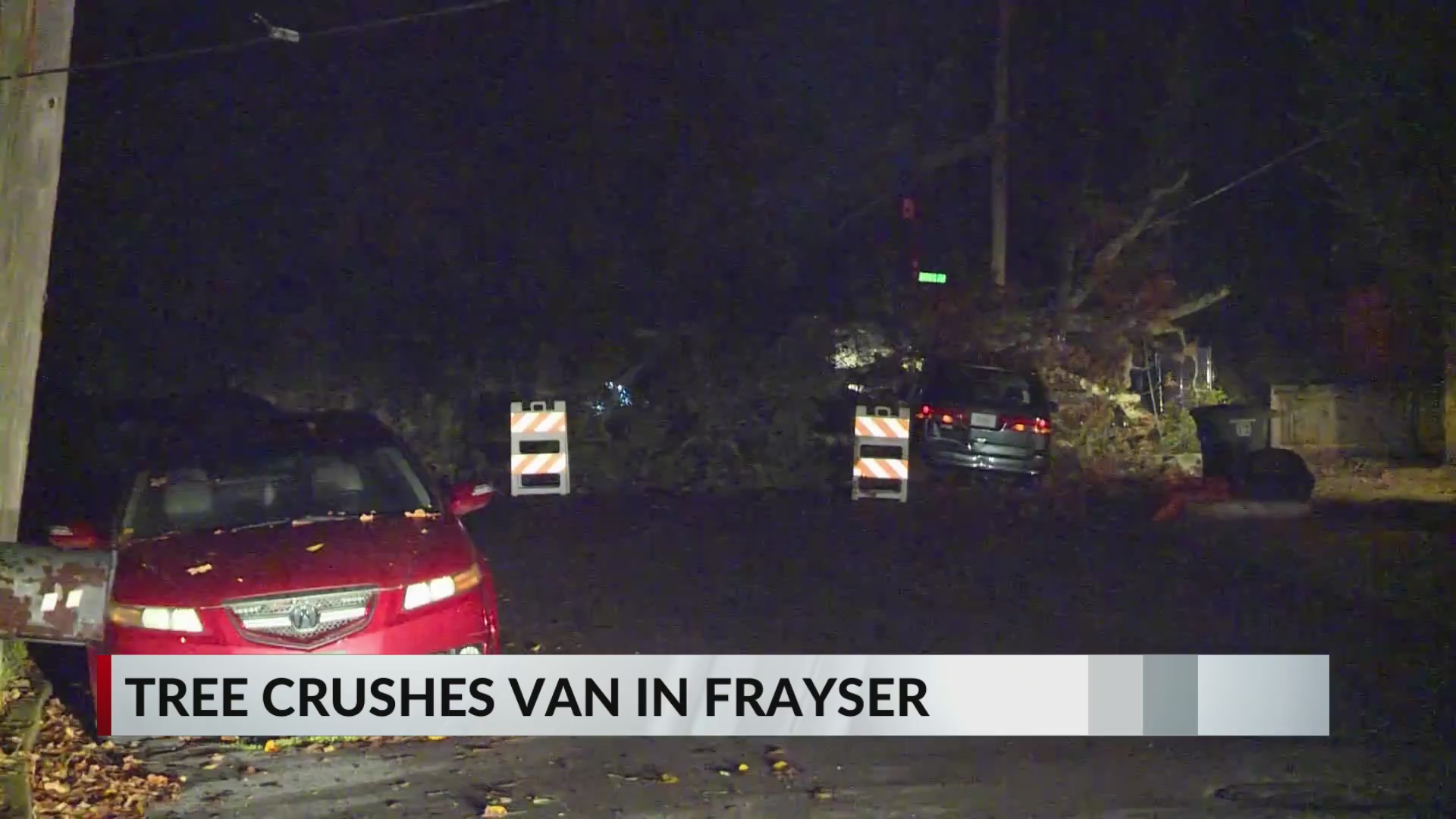 Tree brings down live wires, crushes van in Frayser – WREG.com
