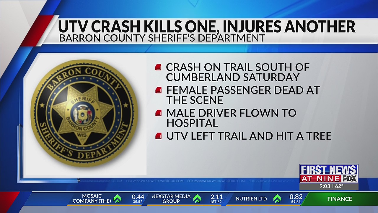 1 person dead, 1 person hurt after UTV crash in Barron County – FOX2548 ...