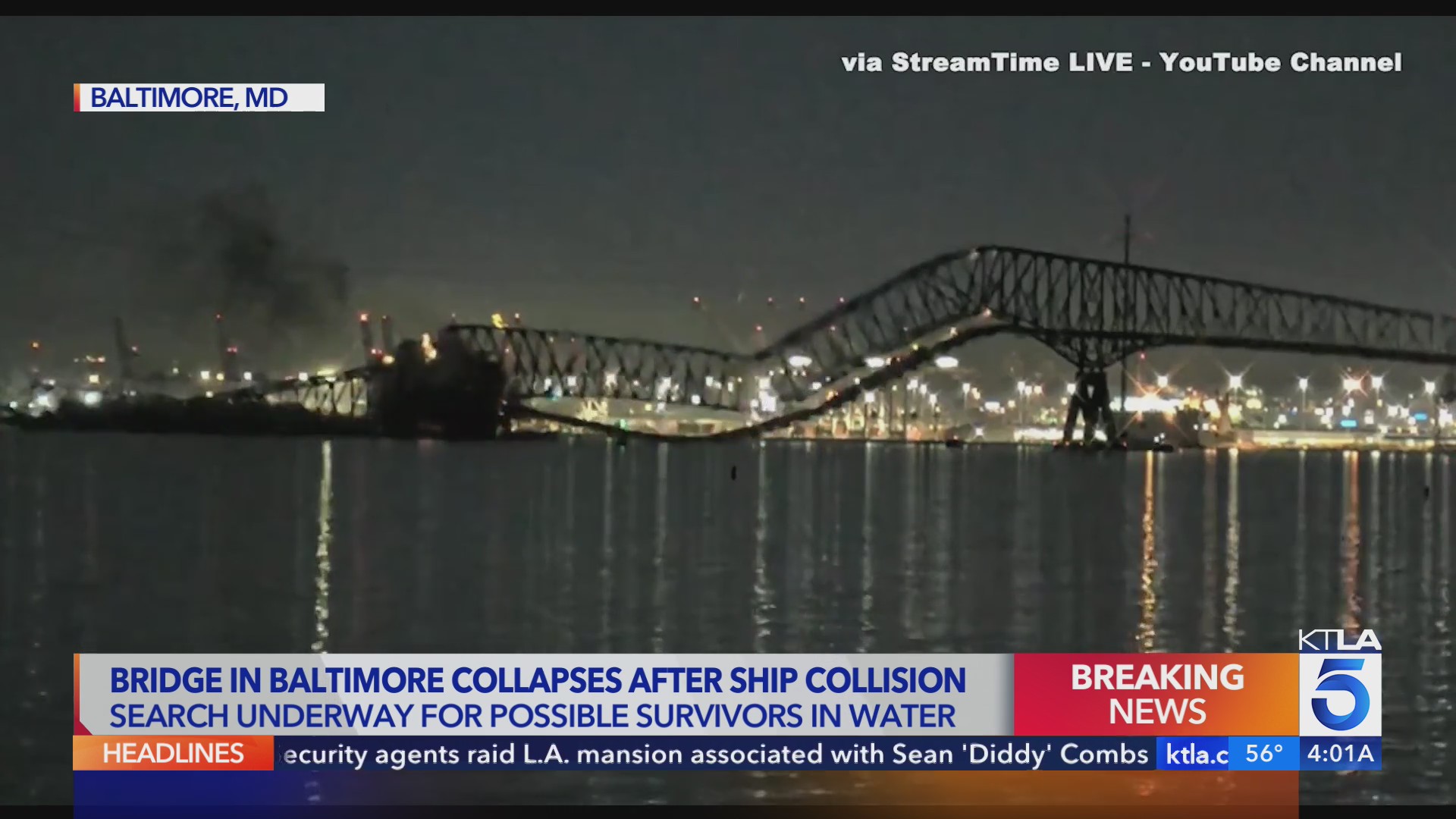 Cargo ship hits Baltimore’s Key Bridge, collapsing it – KTLA