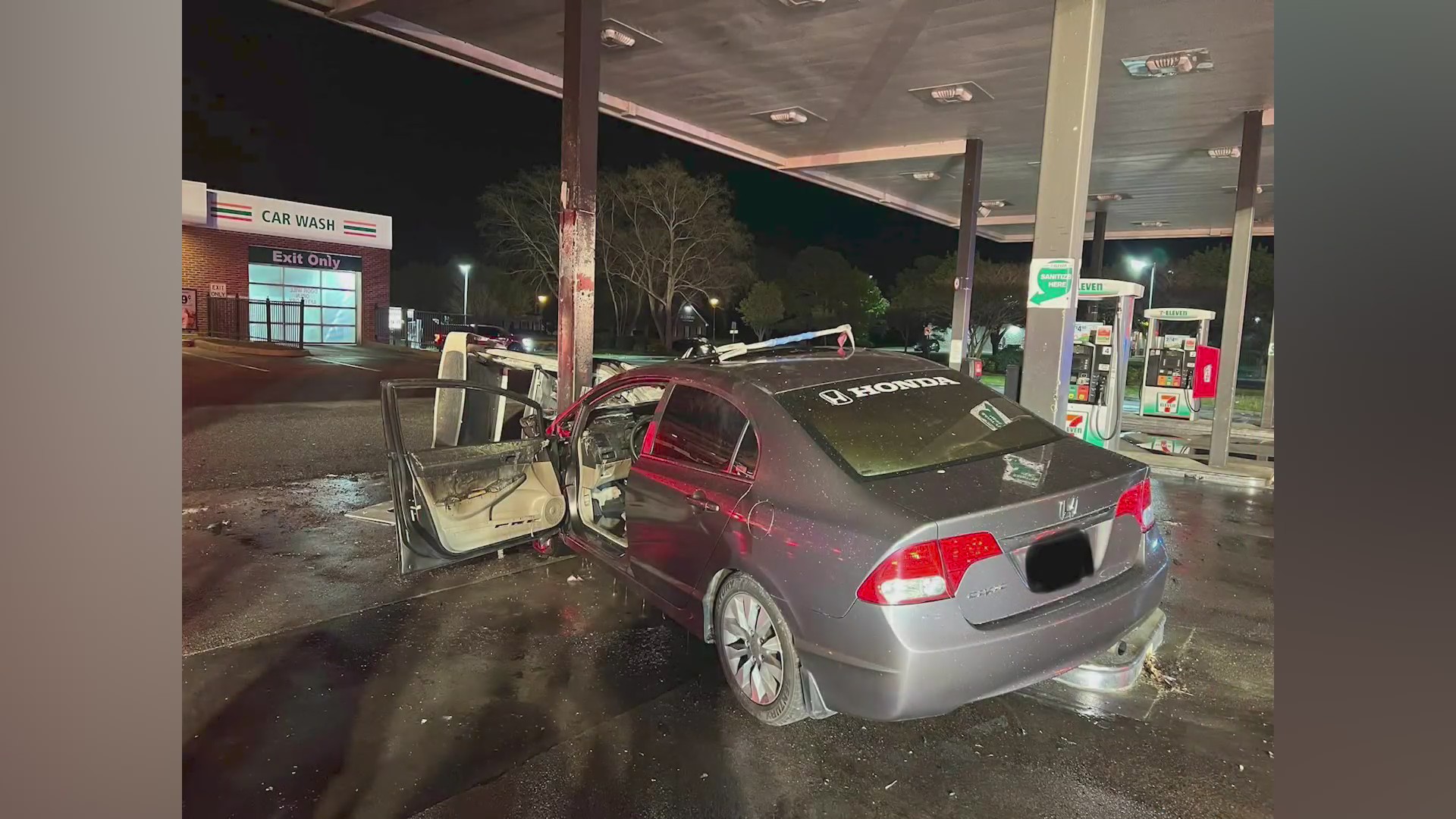 Vehicle bursts into flames at 7-Eleven gas station in Isle of Wight ...