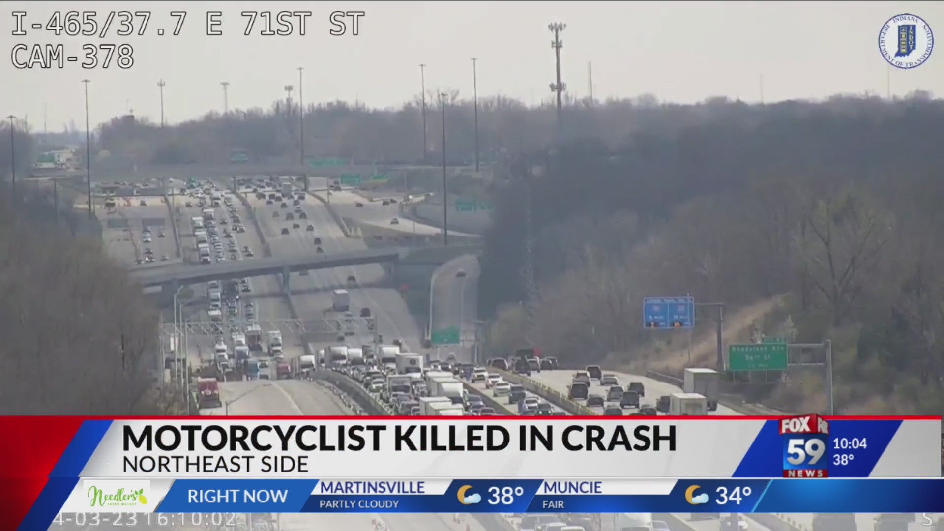 Man killed in motorcycle crash on I-465 near I-69 northbound exit – Fox 59