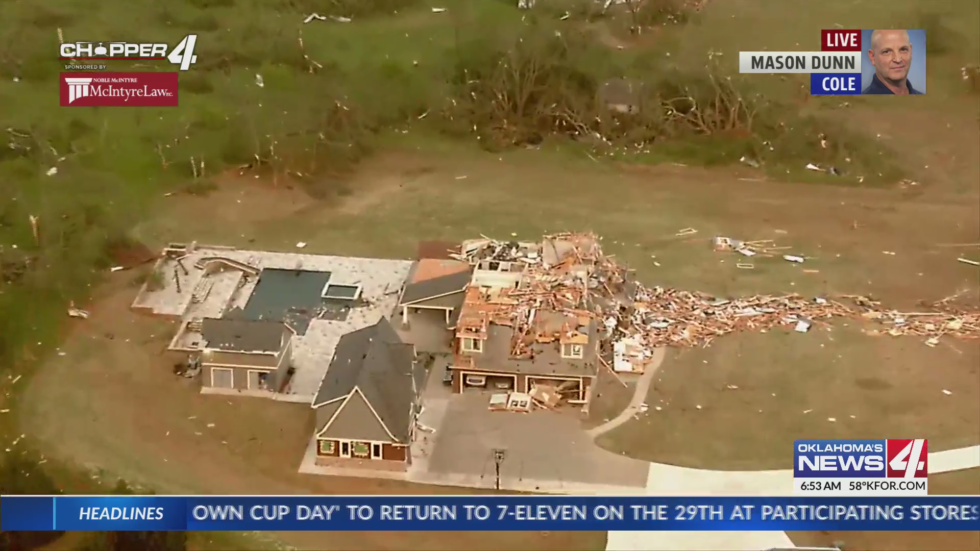 Chopper 4 flies over Cole tornado damage – KFOR.com Oklahoma City