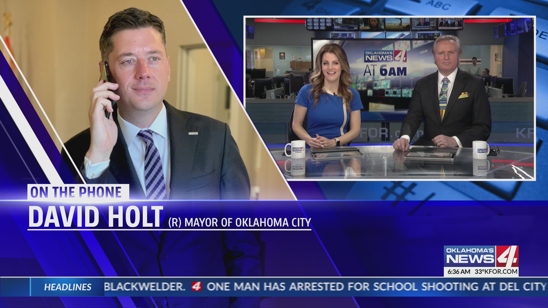 Mayor David Holt joins KFOR in-studio over the phone while in ...