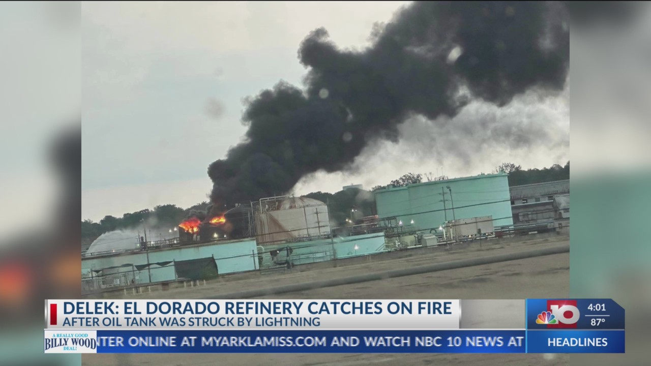 NBC 10 News at 4: Lightning strikes oil tank at Delek: El Dorado ...