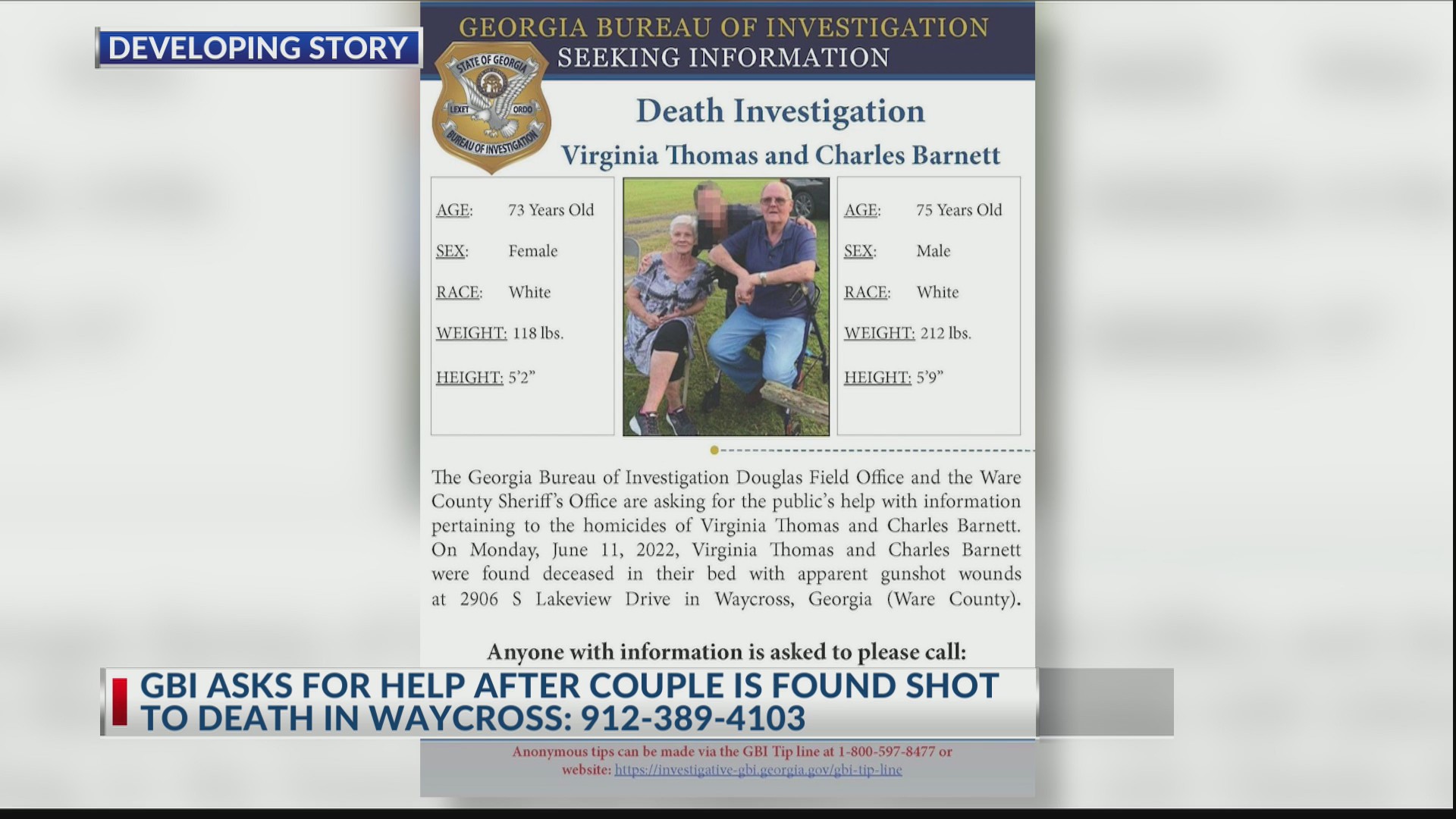 Elderly Waycross couple murdered in bed, GBI says – WSAV-TV