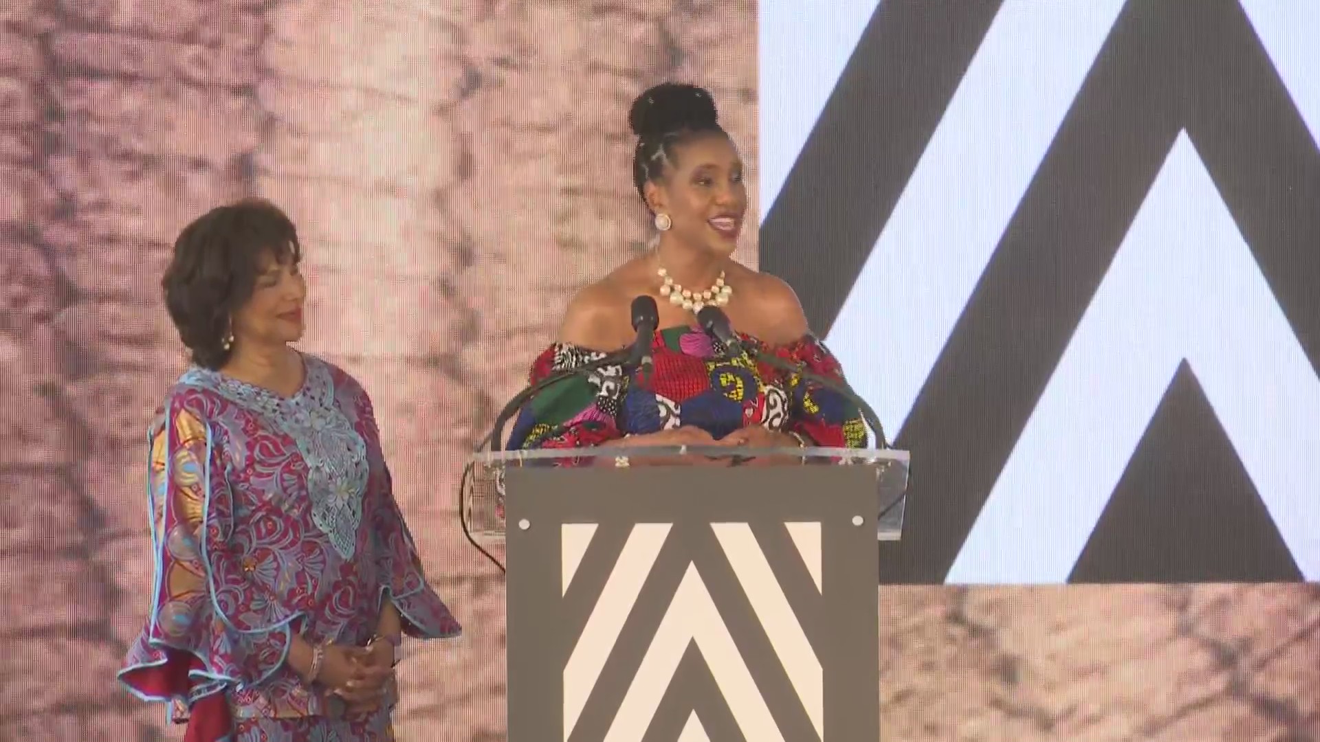 Phylicia Rashad and Dr. Tonya Matthews offer closing remarks during ...
