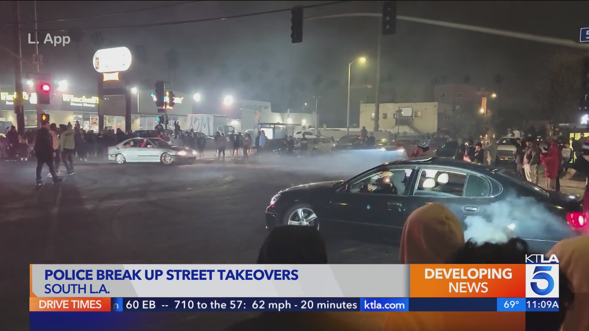 Video captures several South L.A. street takeovers – KTLA