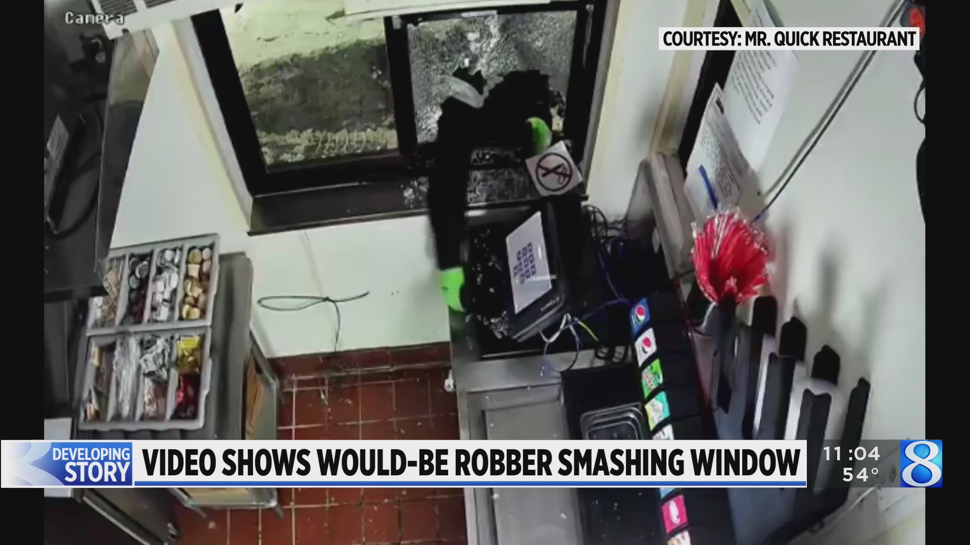 Surveillance video shows would-be robber smash drive-thru windows ...