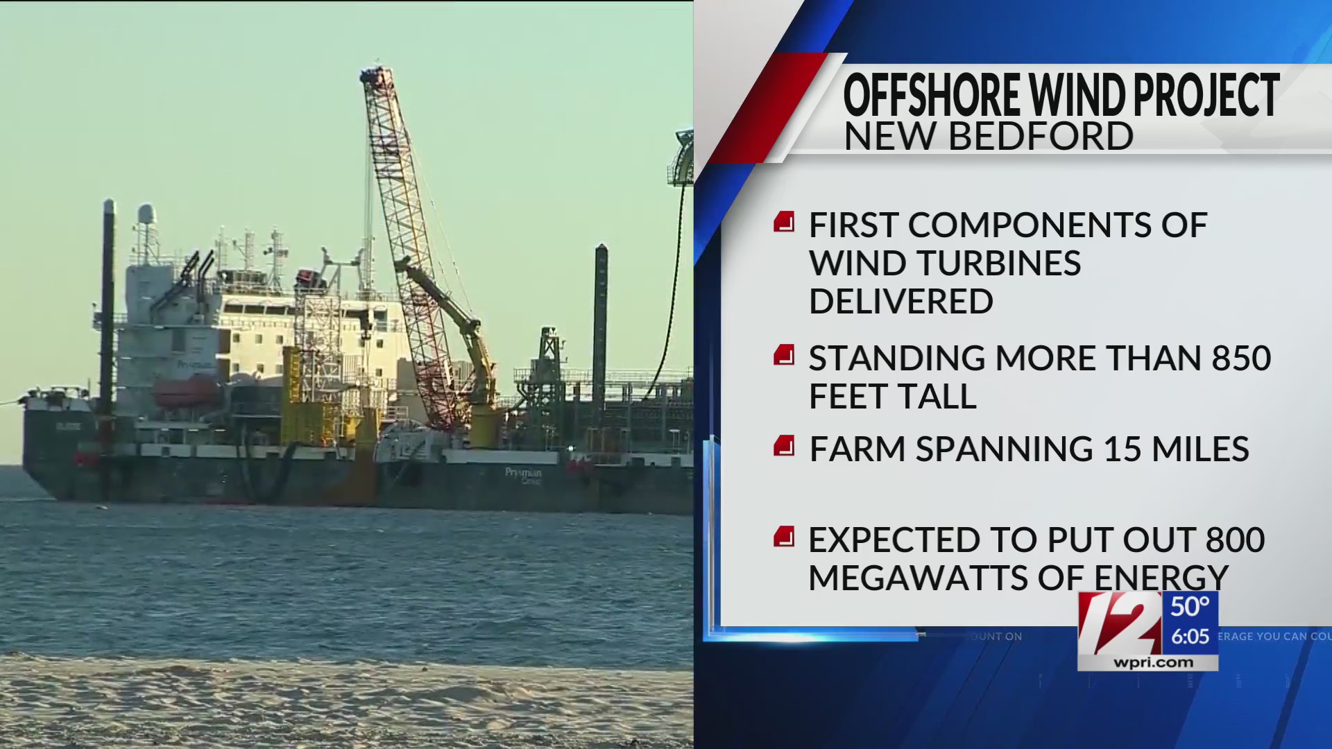 Ship carrying parts for offshore wind turbines arrives in New Bedford ...