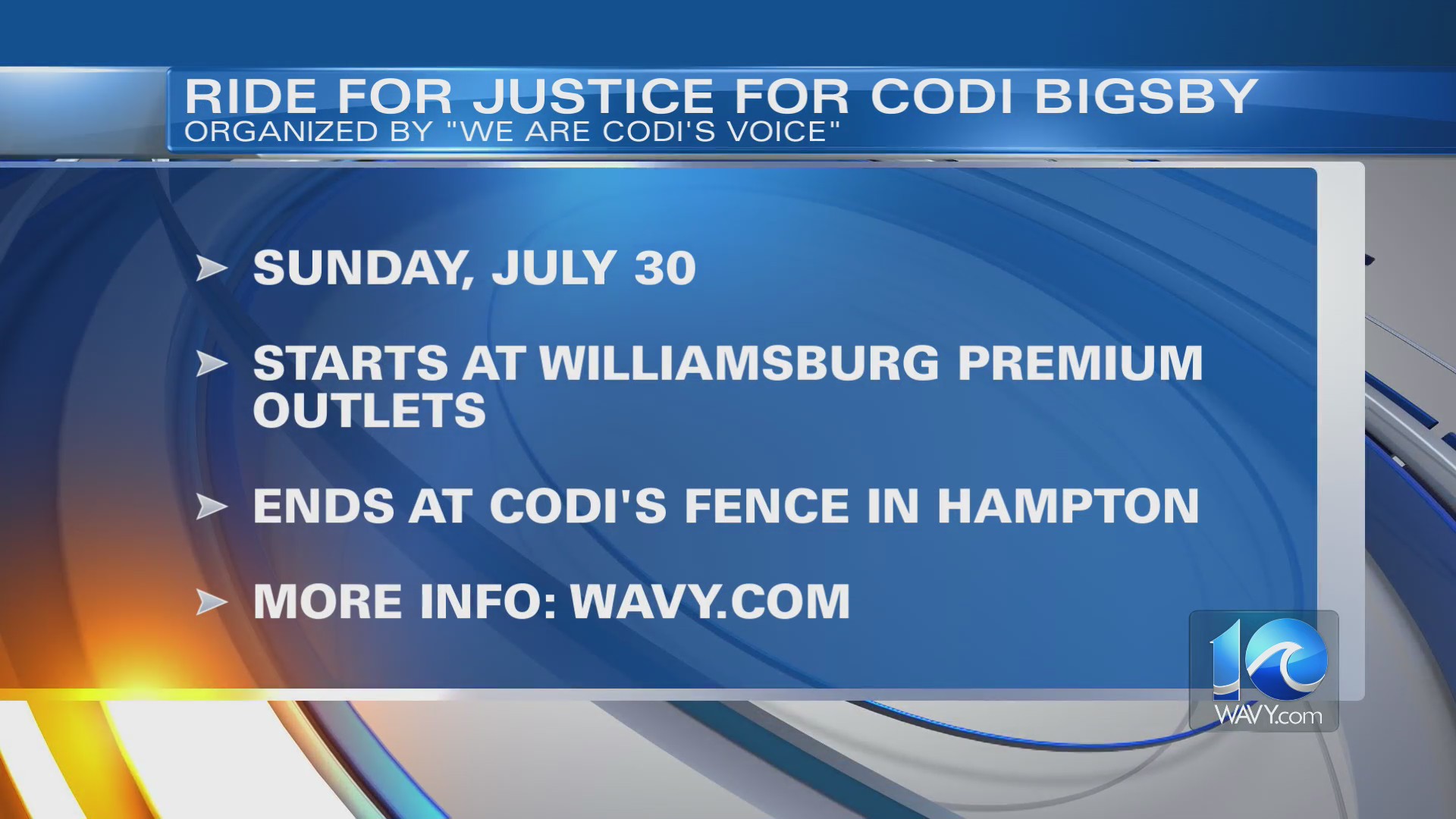 Local group to hold justice for Codi ride – WAVY.com