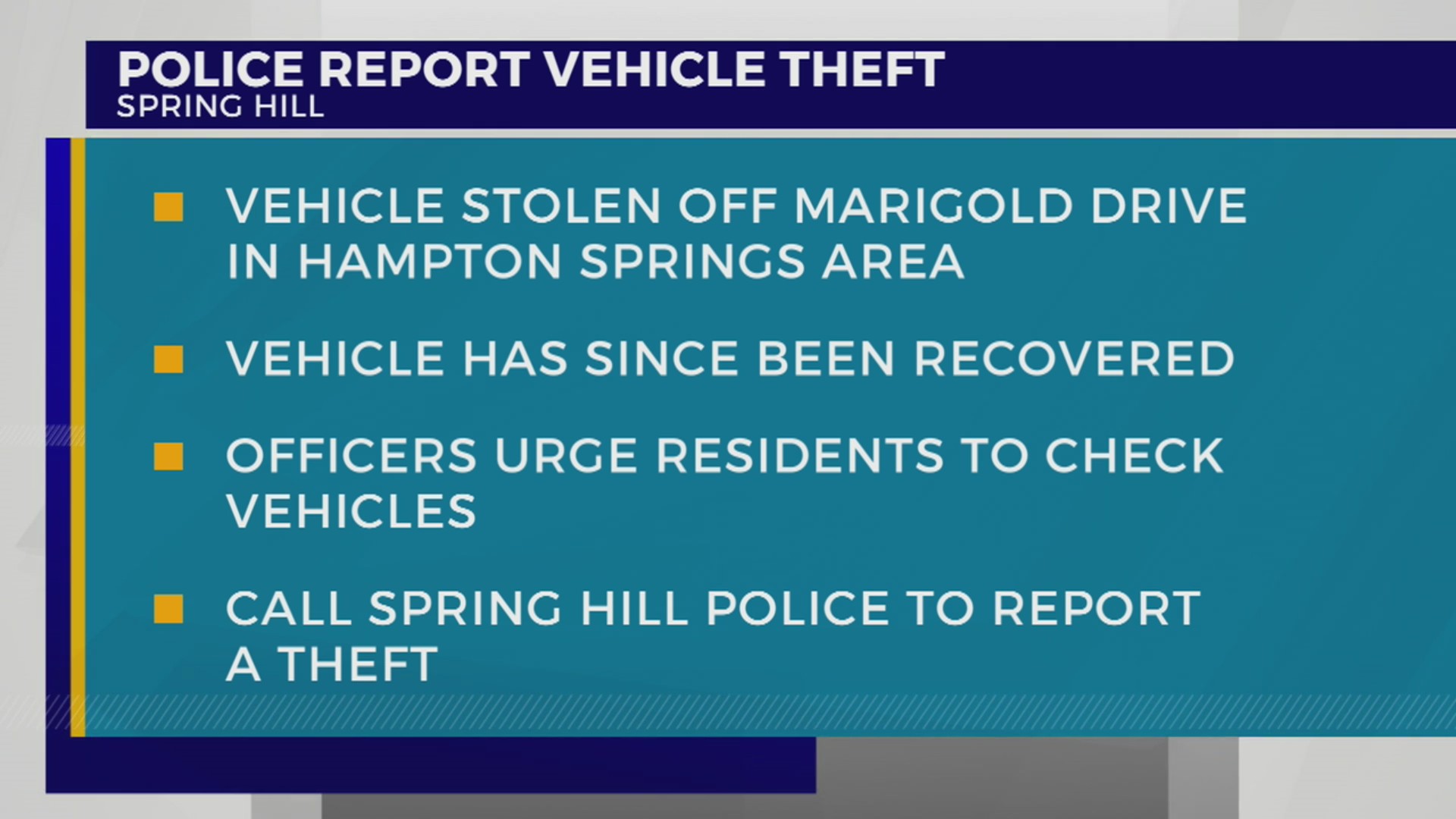 Spring Hill Police warn of vehicle burglaries, theft – WKRN News 2