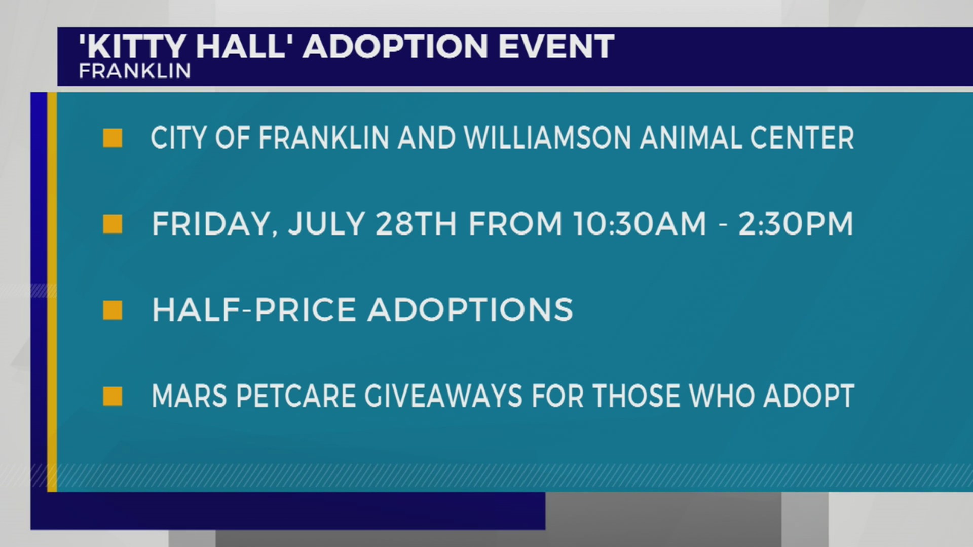 ‘Kitty Hall’ adoption event coming to Franklin – WKRN News 2