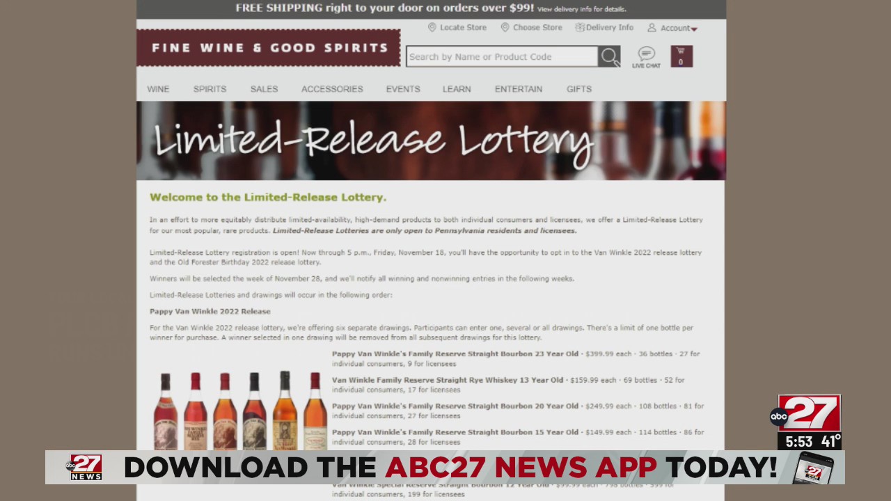 Pa. Liquor Control Board offering lottery for rare products – ABC27