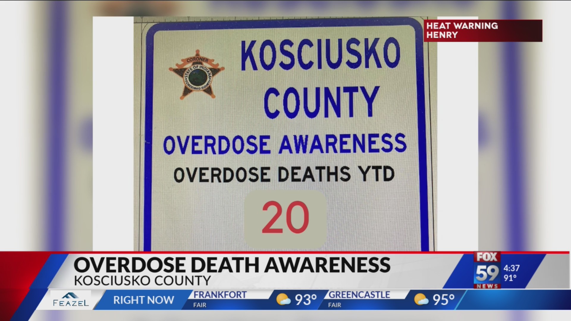 Indiana coroner to keep overdose tally on sign – Fox 59