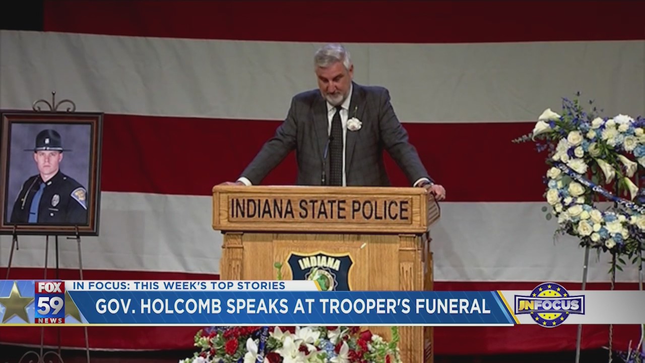 IN Focus: Gov. Holcomb speaks at trooper’s funeral – Fox 59