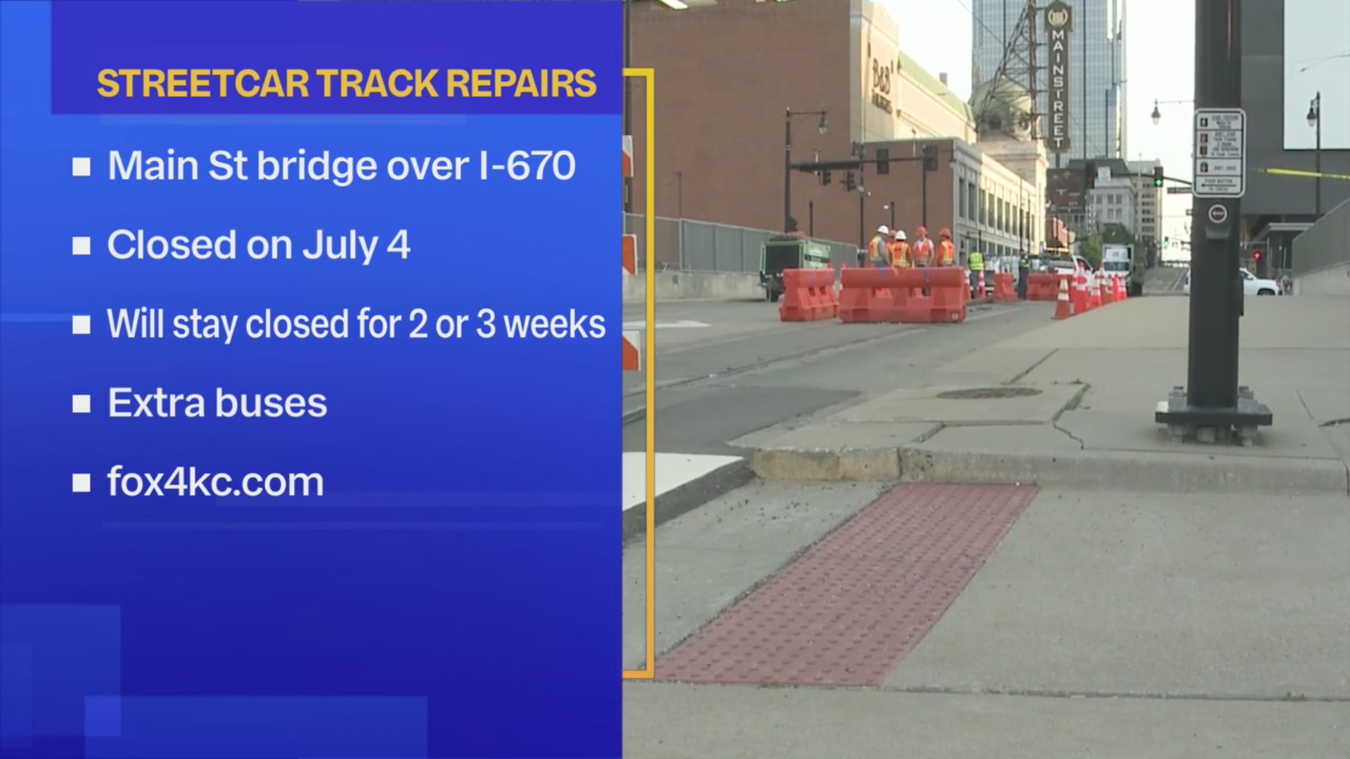 Repairs on KC Streetcar track in downtown Kansas City to last weeks ...