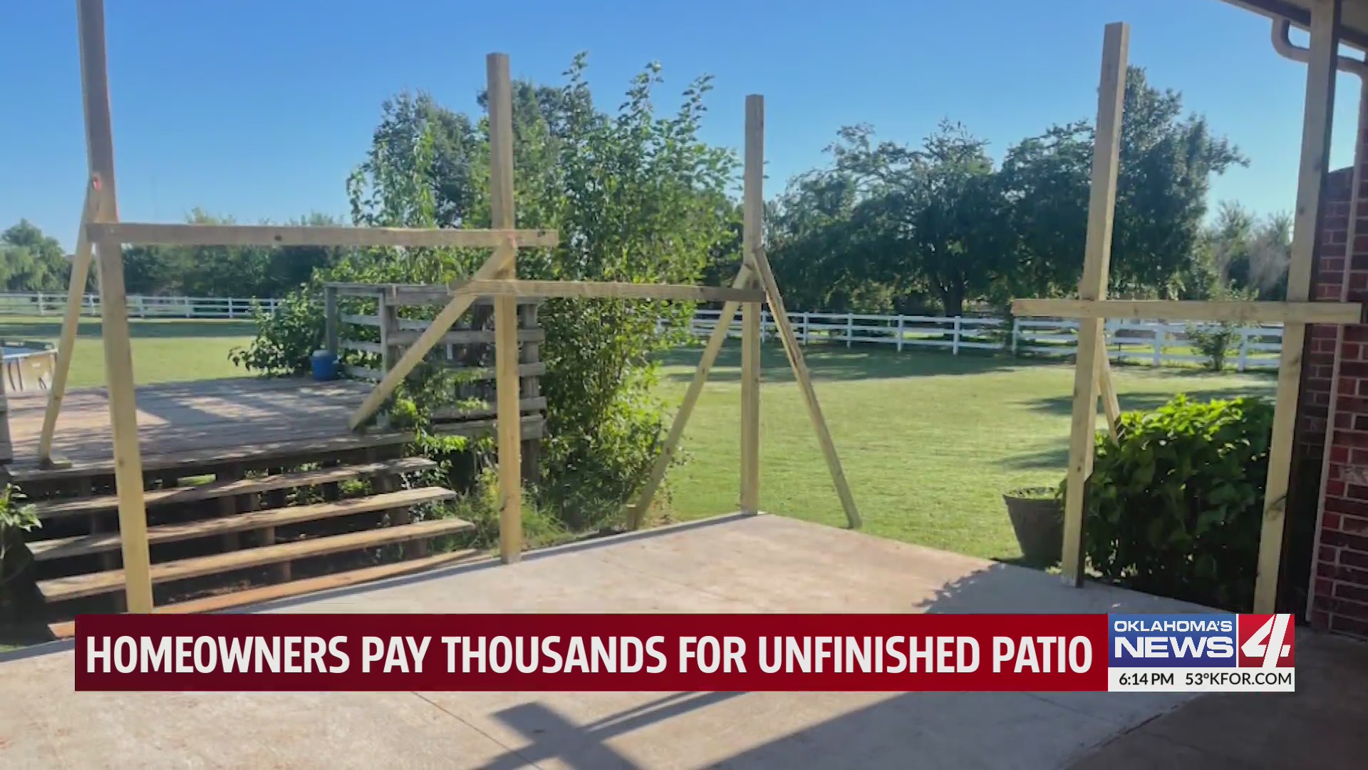 Homeowners pay thousands for unfinished patio – KFOR.com Oklahoma City