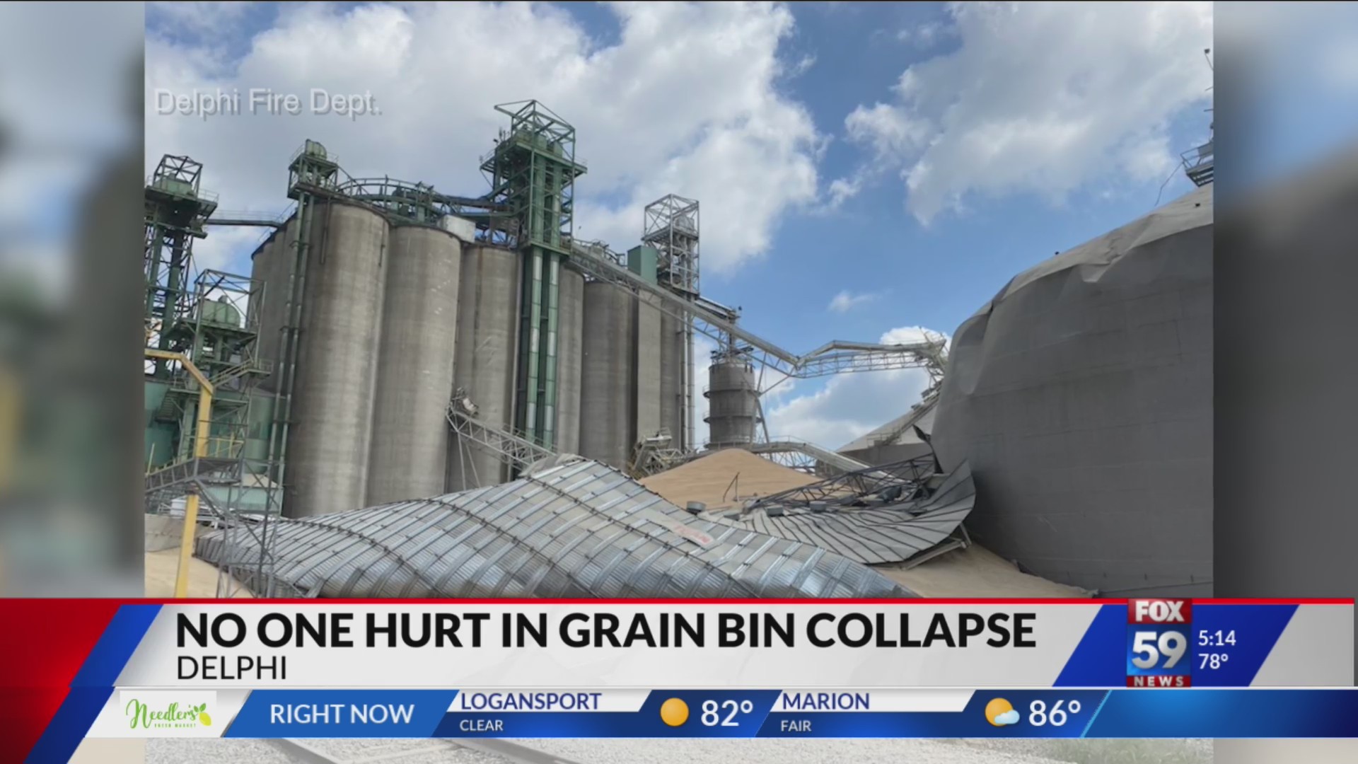 Grain bin collapses in Delphi after fire – Fox 59