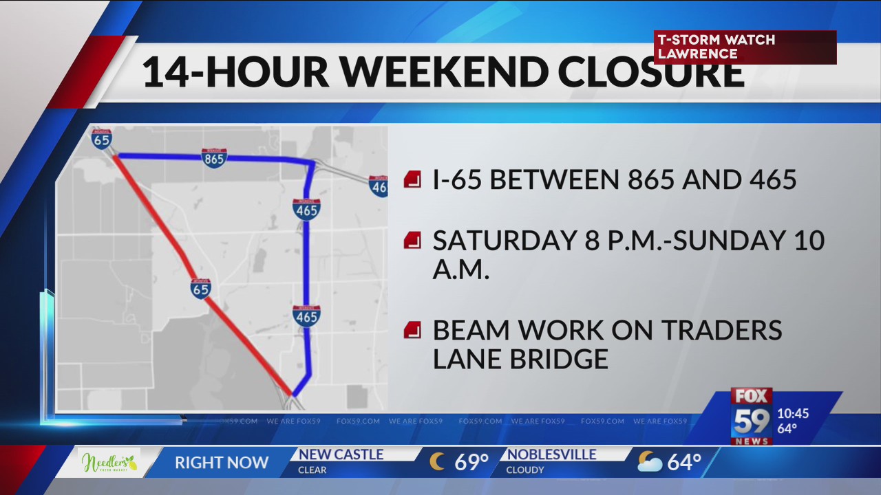 INDOT announces 14-hour closure on I-65 – Fox 59