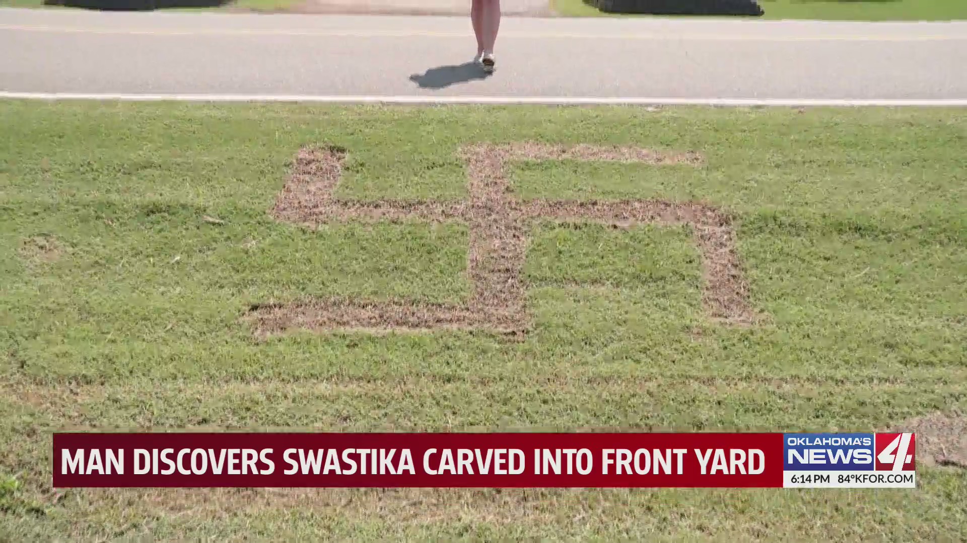 Man discovers swastika carved into front yard – KFOR.com Oklahoma City