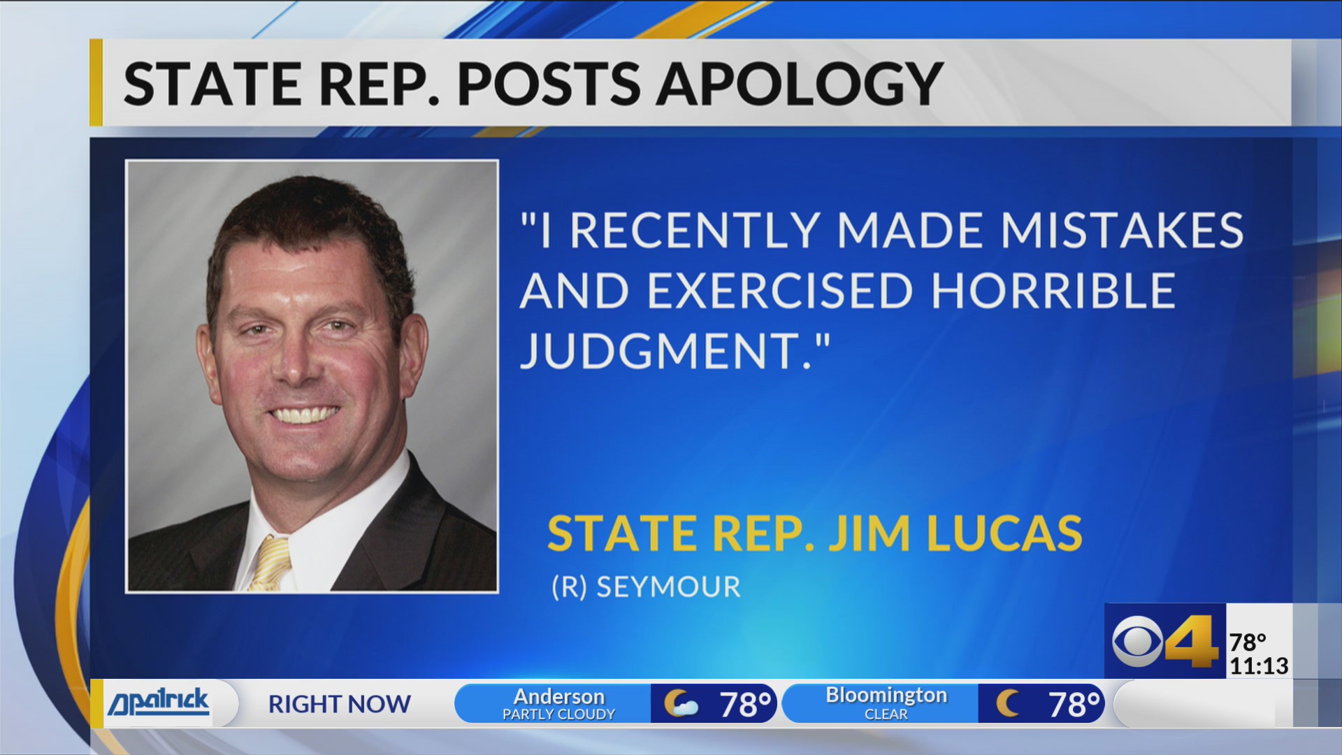 State Rep. Lucas posts apology on Facebook for OWI arrest – WTTV CBS4Indy