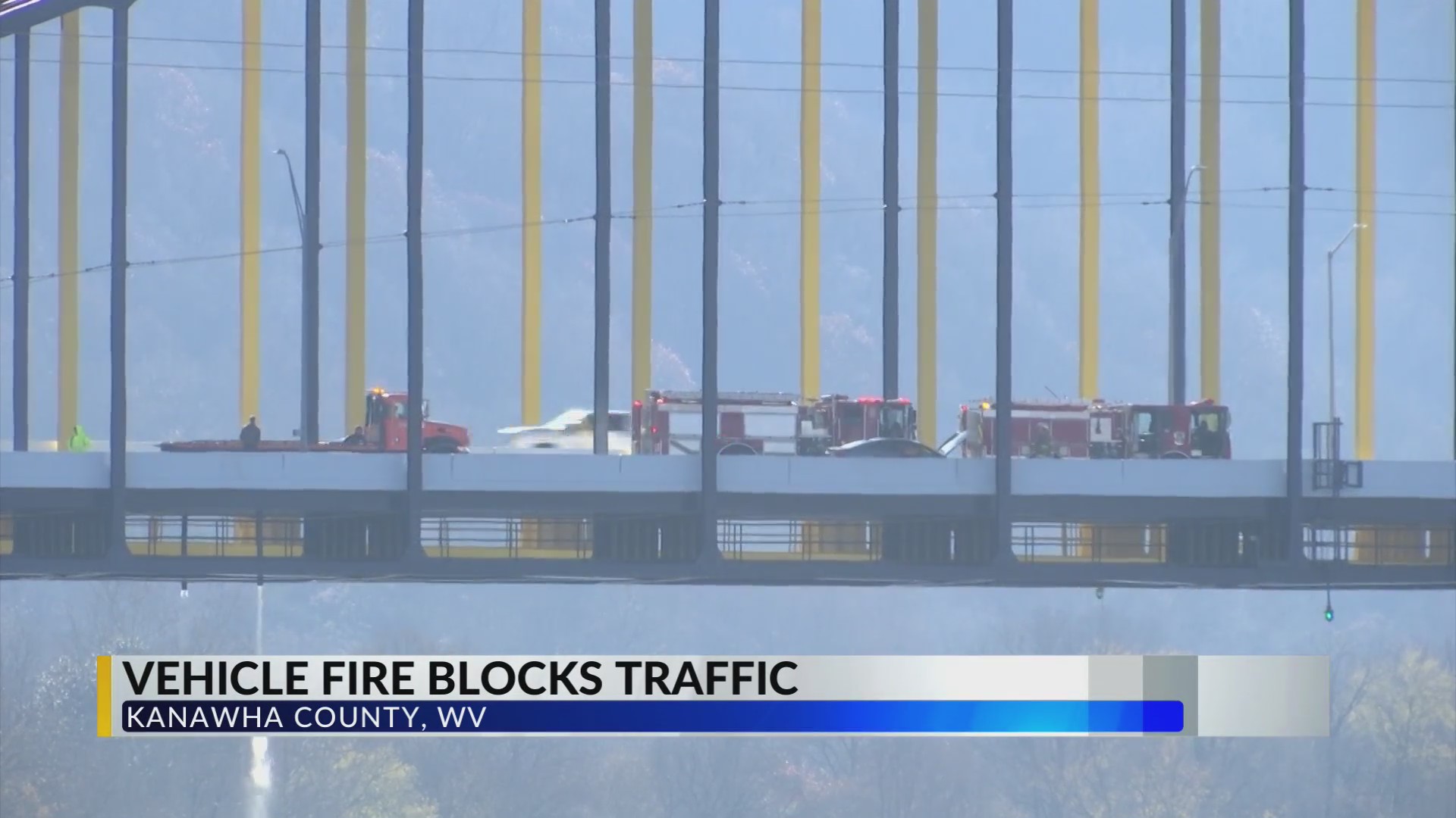 Vehicle catches fire on Yeager Bridge in Charleston – WOWK 13 News
