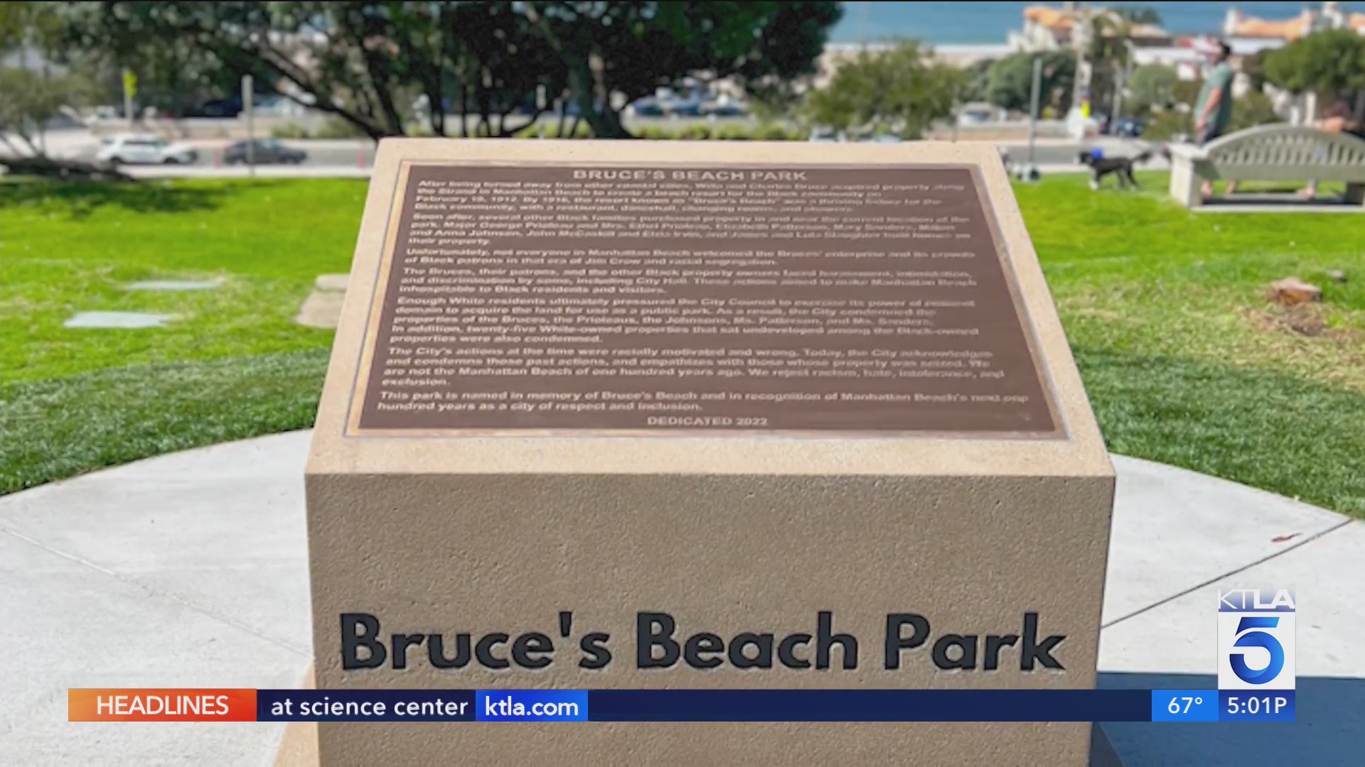 Bronze plaque stolen from historic Bruce’s Beach in Southern California ...