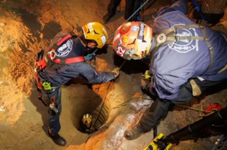 Blind dog rescued after falling into 15-foot deep construction hole in ...