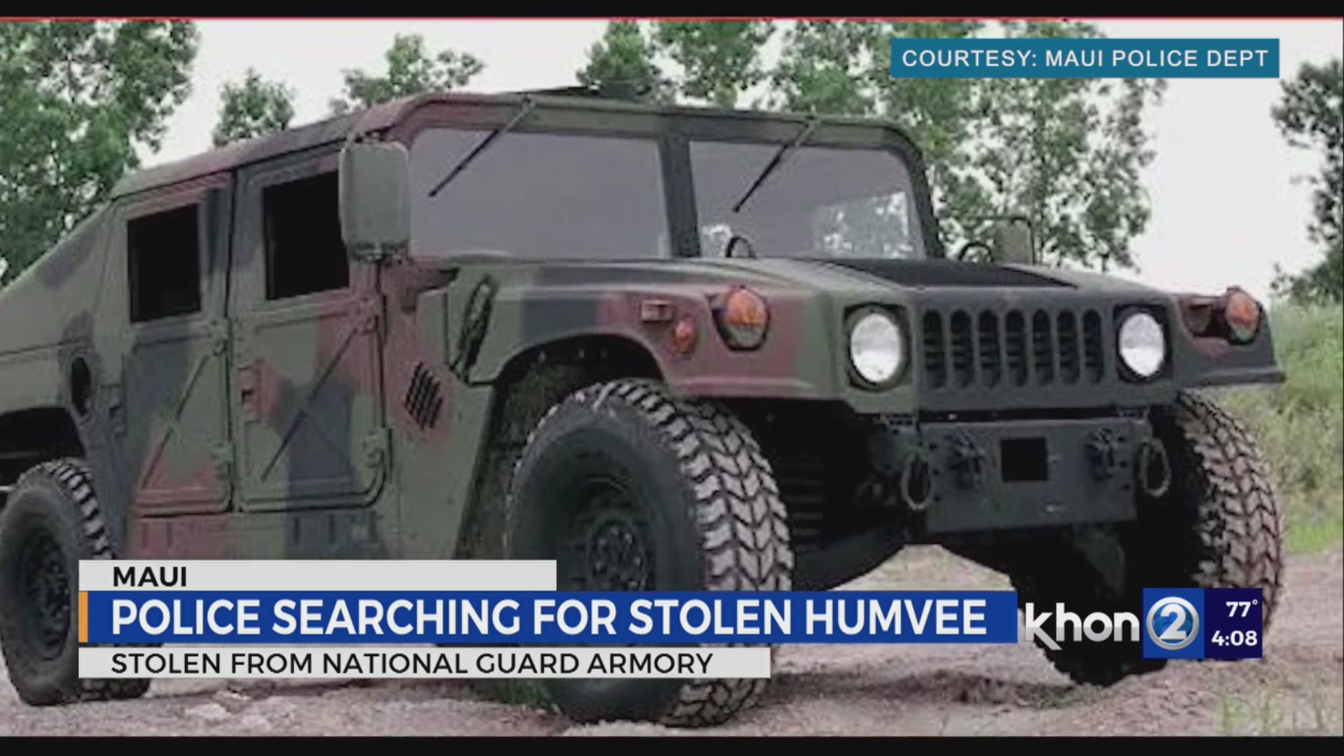 Maui police searching for alleged stolen armored Humvee – KHON2