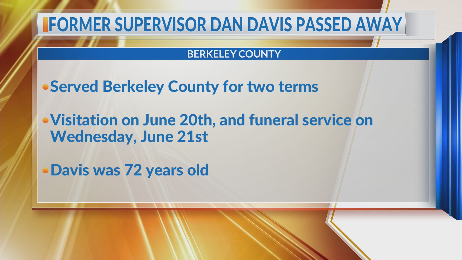 Former Berkeley County Supervisor Dan Davis dies – WCBD News 2