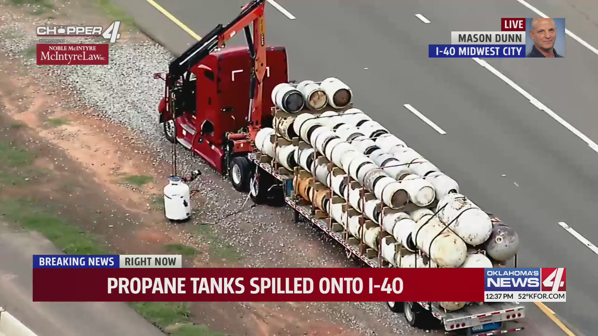 Propane tanks spilled onto I-40 – KFOR.com Oklahoma City