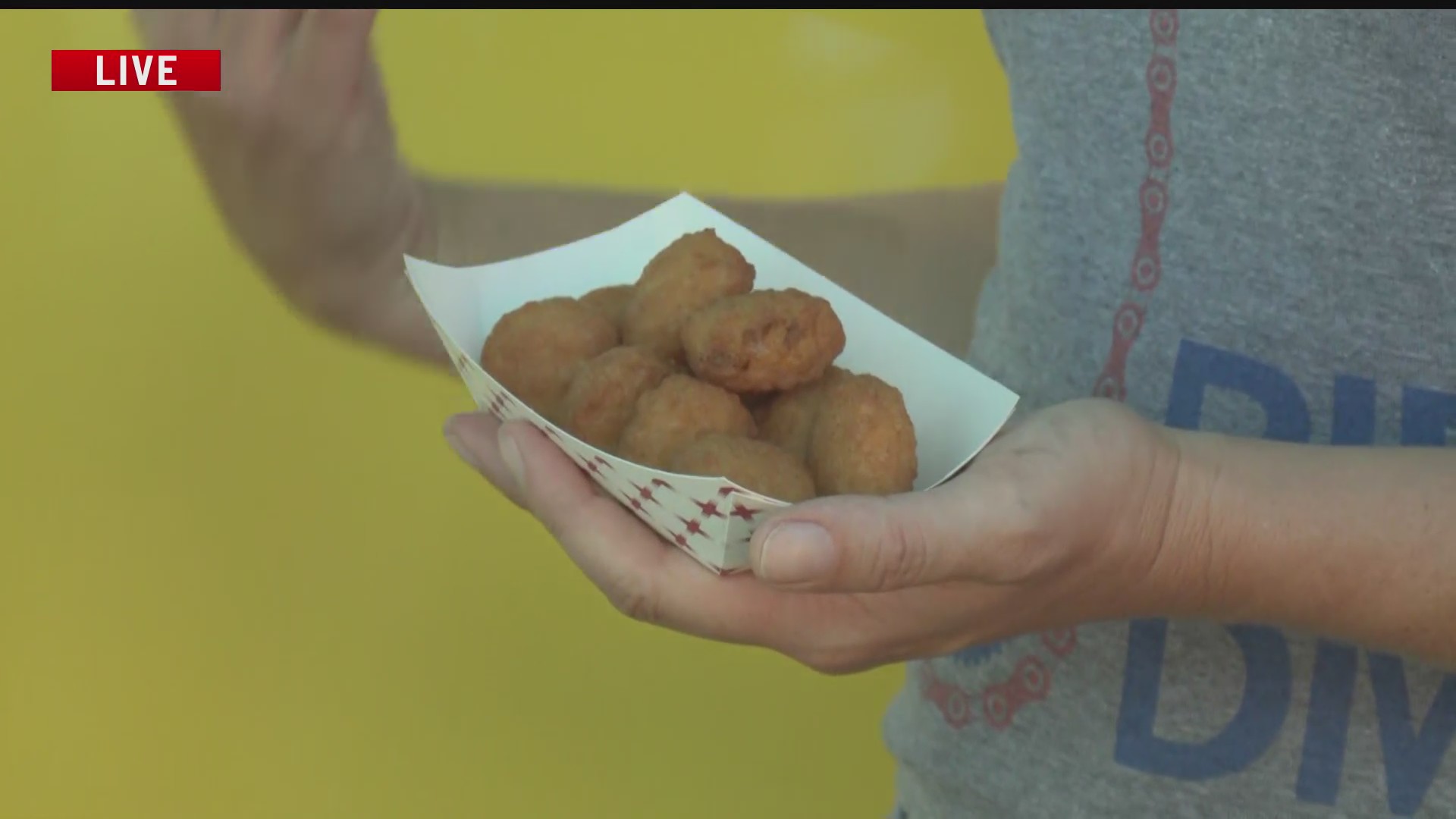 The Veggie Table showcases their sweet corn nuggets at the Iowa State ...