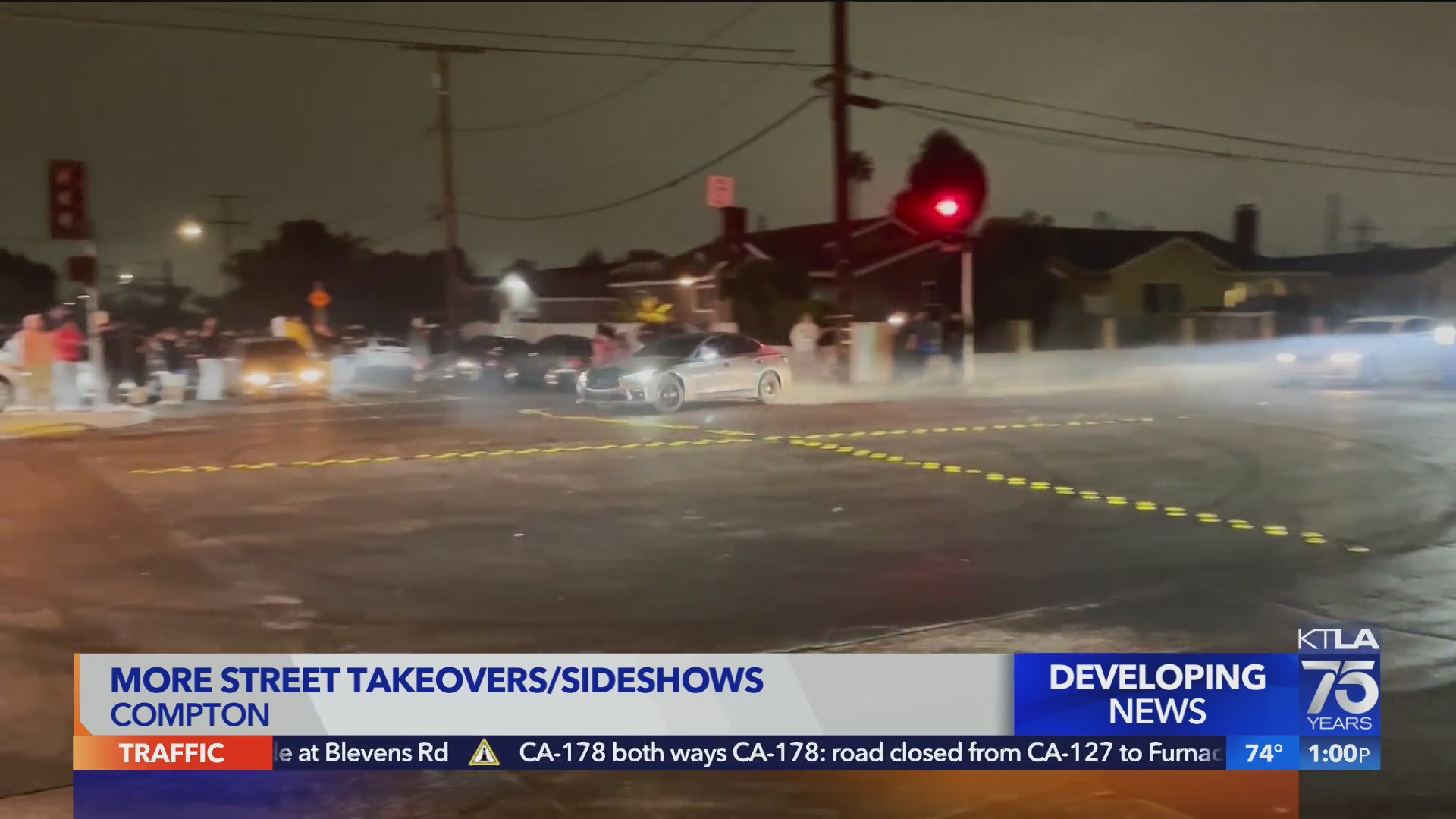 Compton street takeover caught on video despite ‘Botts’ Dots’ – KTLA