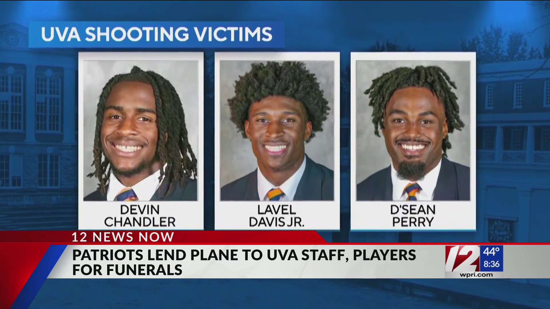 Patriots allowing UVA players, staff to use plane for funerals – WPRI.com