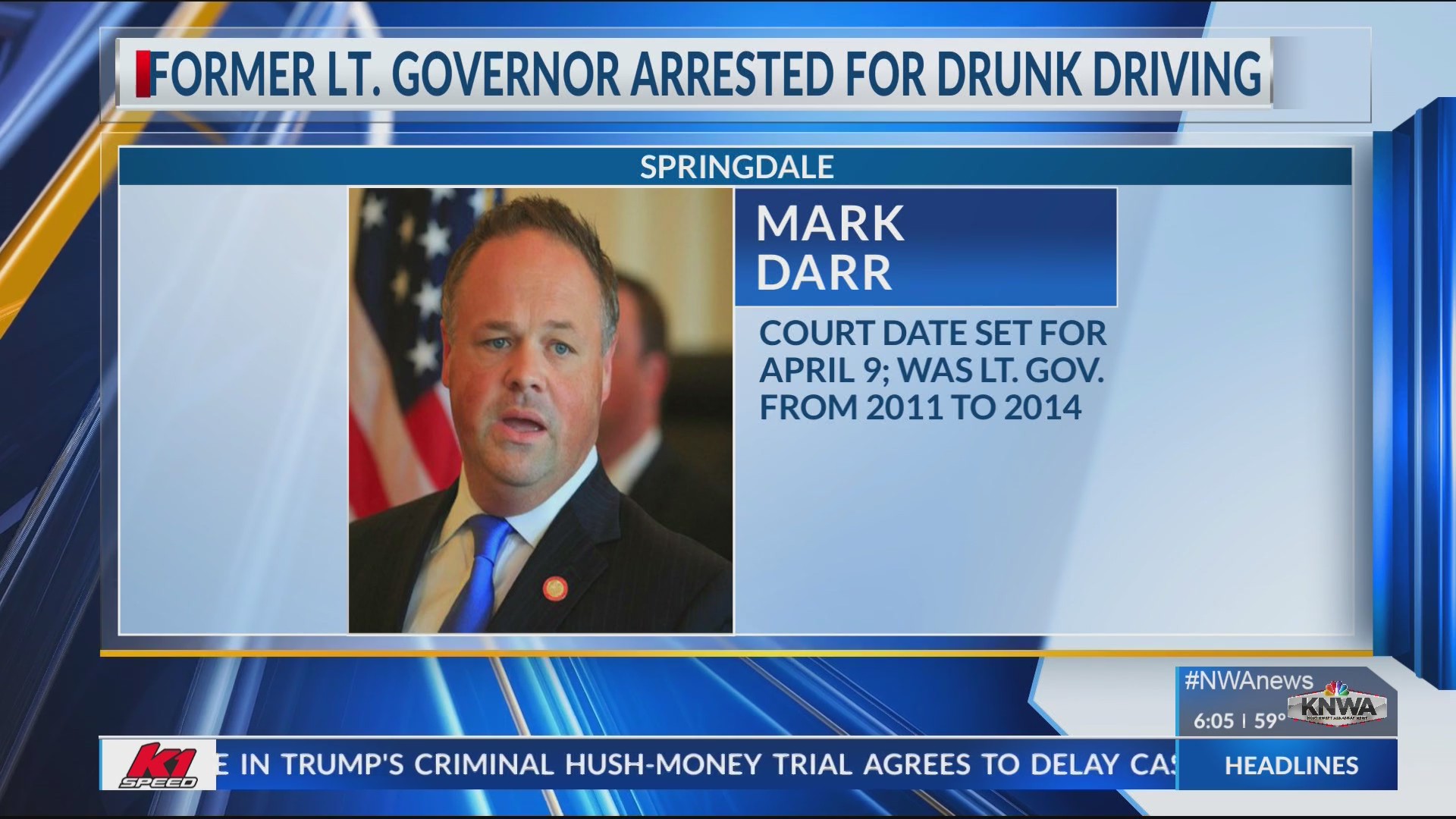 Former Lt. Gov. Mark Darr arrested for drunk driving after crash – KNWA ...