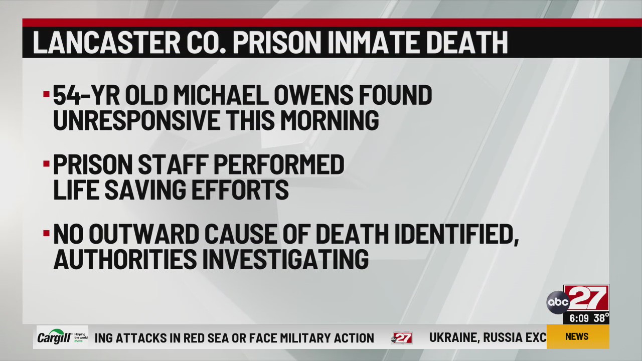 Lancaster County Prison inmate death under investigation – ABC27