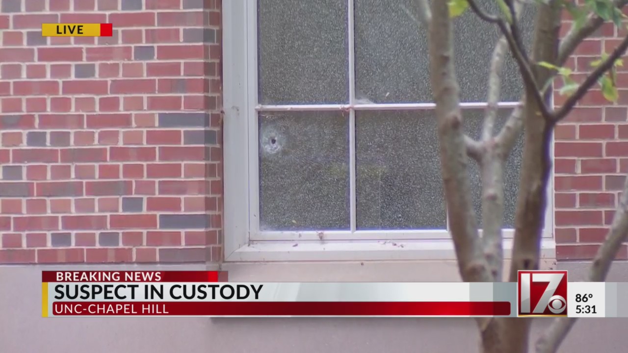 VIDEO: Bullet hole, UNC students exit Caudill Labs where 1 shot dead ...