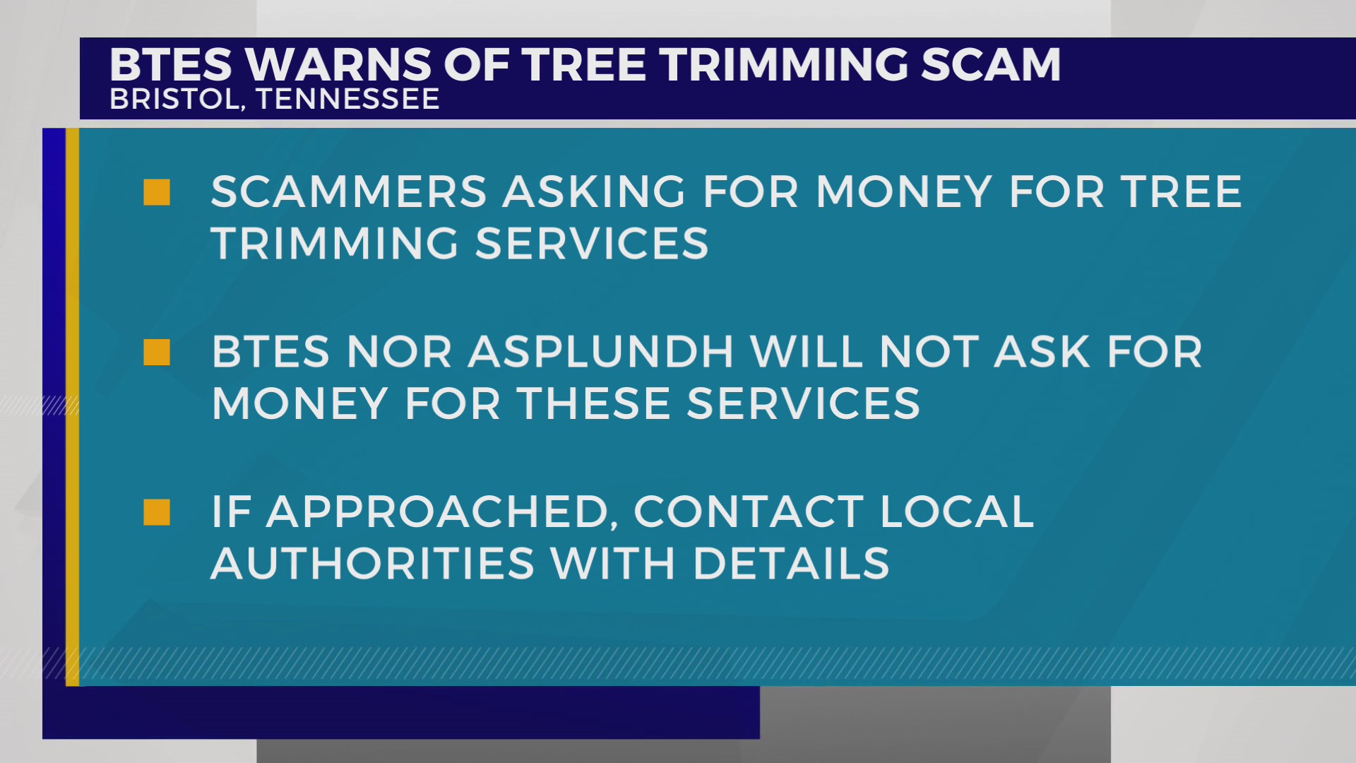 Tree-trimming scam targets BTES customers – WJHL | Tri-Cities News ...