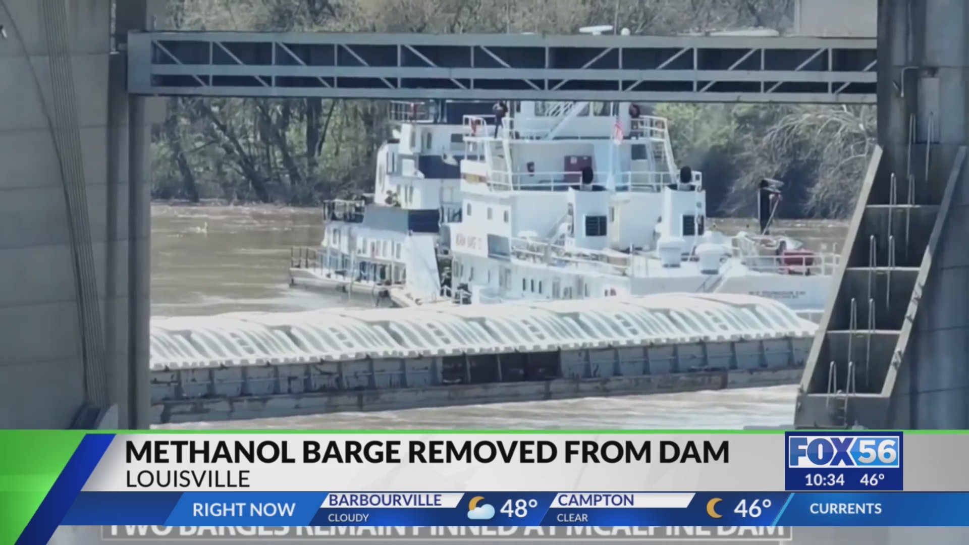 Methanol barge removed from Ohio River near Louisville – FOX 56 News