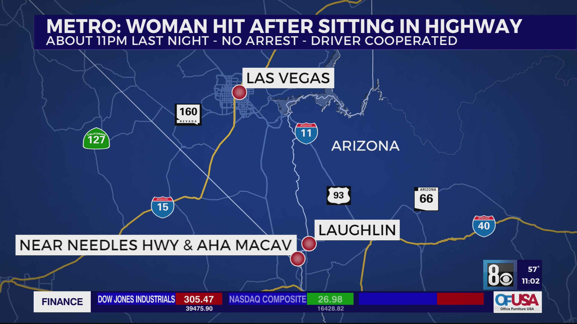 Woman sitting in road hit, killed in Laughlin, police say – KLAS
