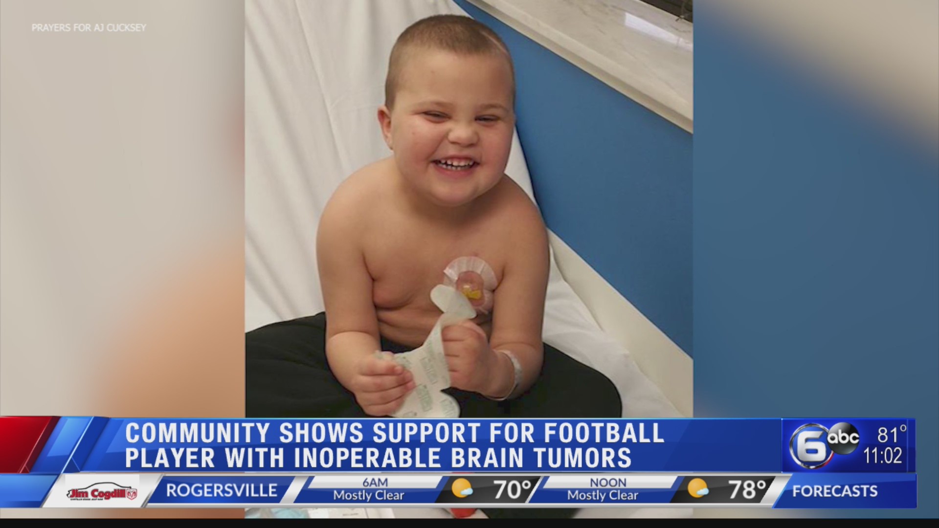 Community shows support for football player with inoperable brain ...