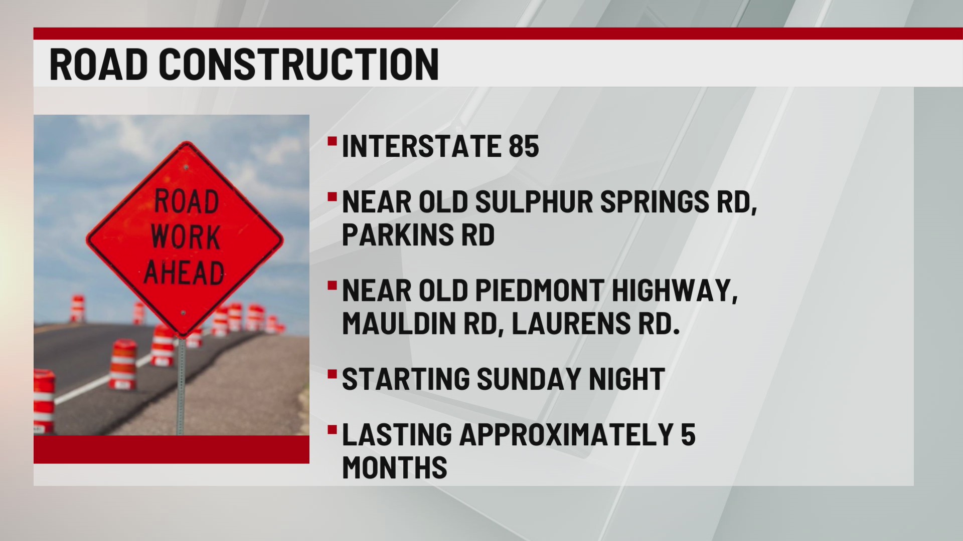 Road closures announced as crews restore parts of I-85 in Greenville Co ...
