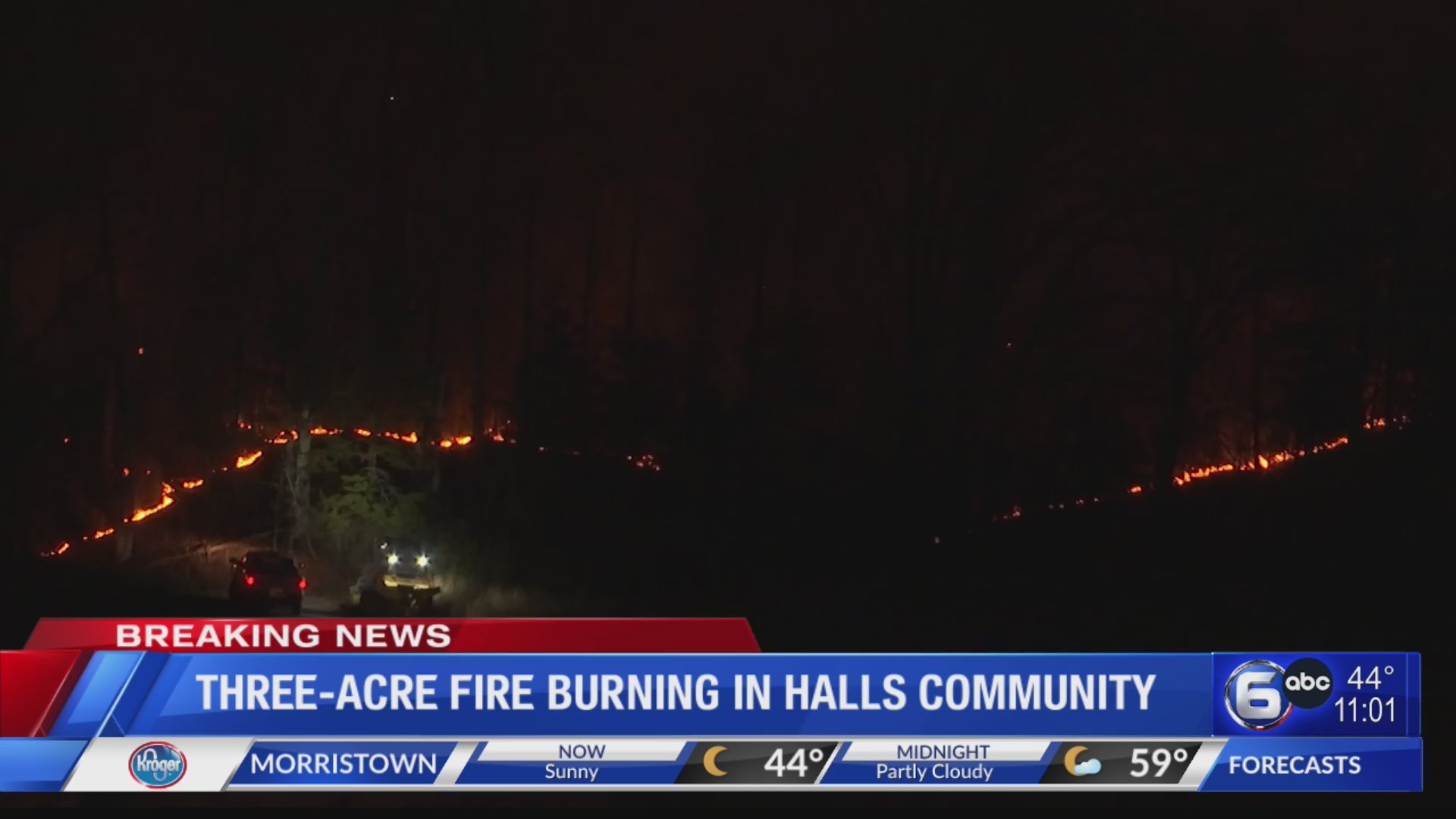 Crews fighting three-acre fire burning in Halls community – WATE 6 On ...