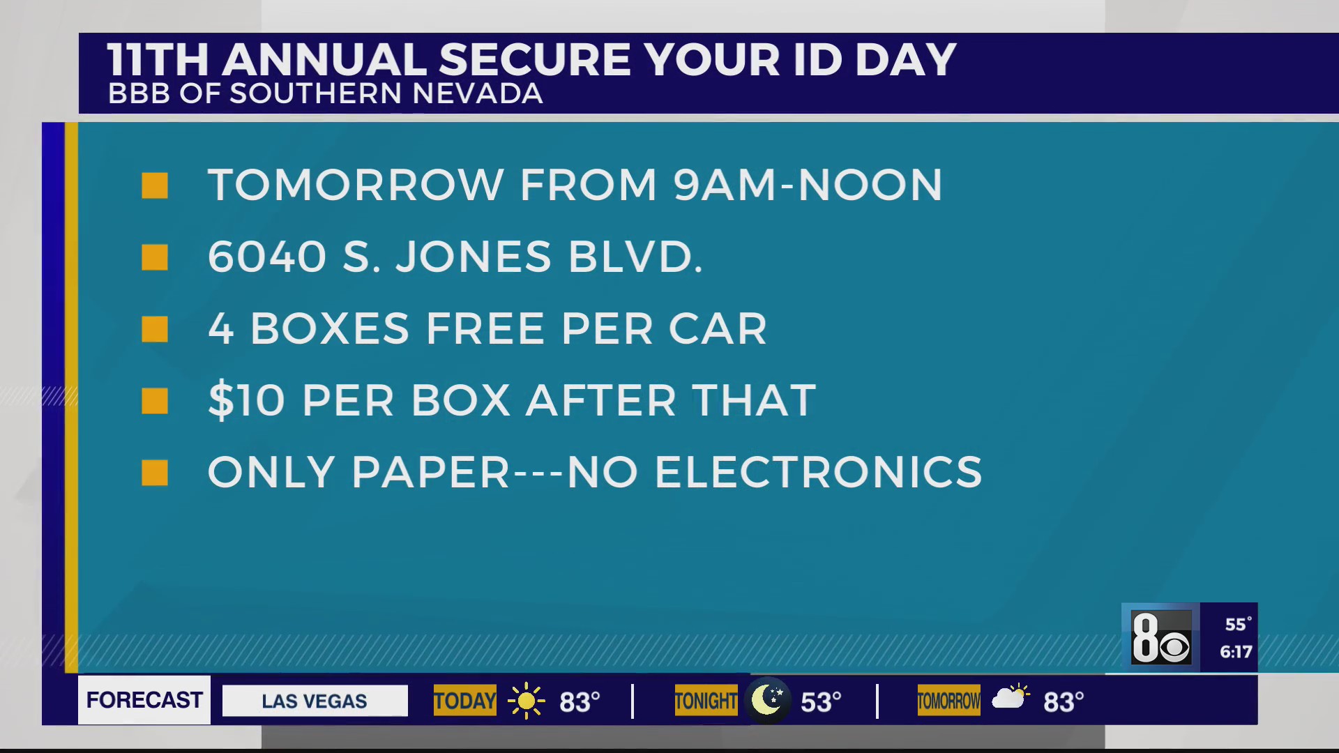 BBB offers paper shredding event for Earth Day – KLAS