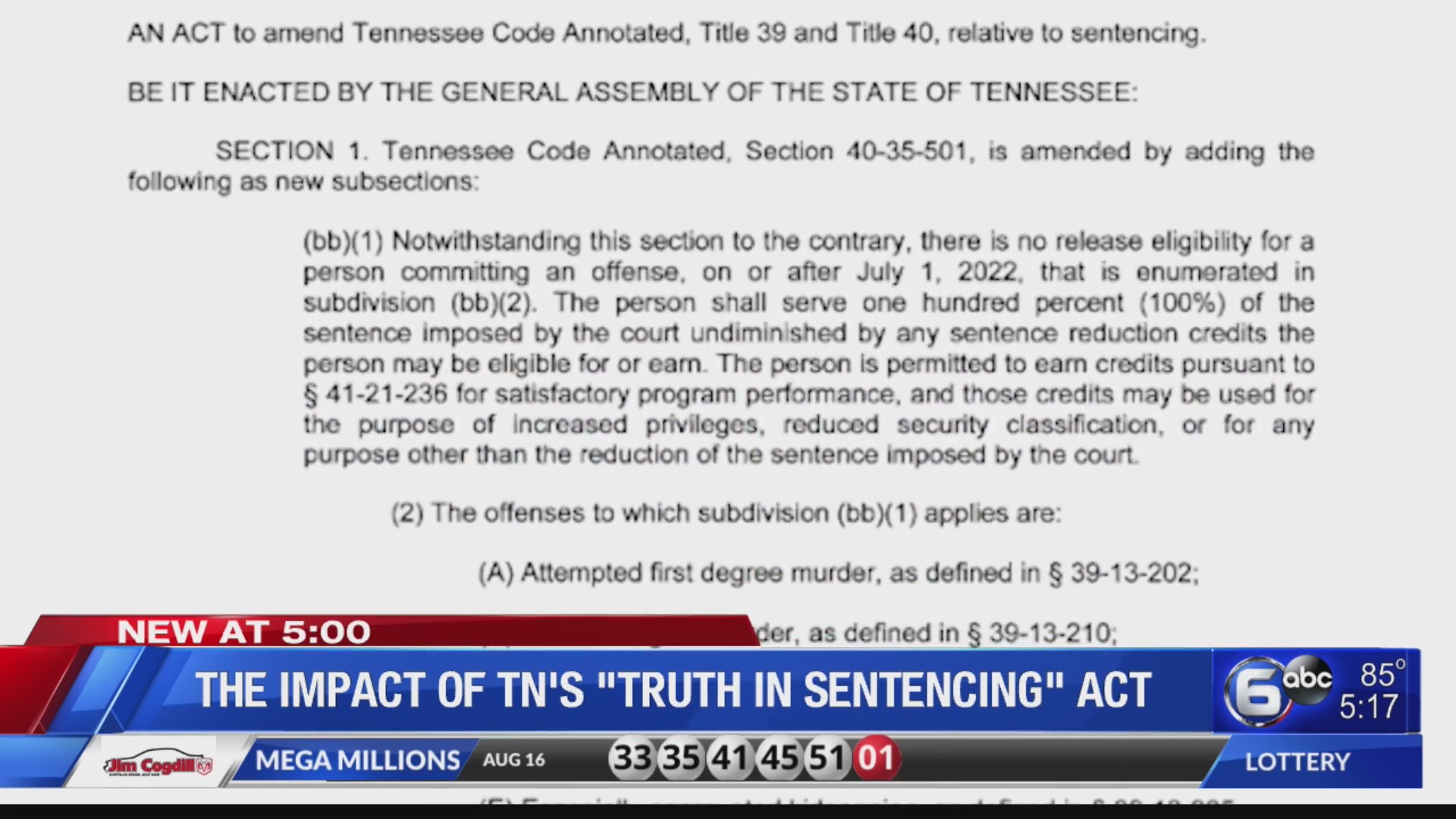 The impact of TN’s Truth in Sentencing Act – WATE 6 On Your Side