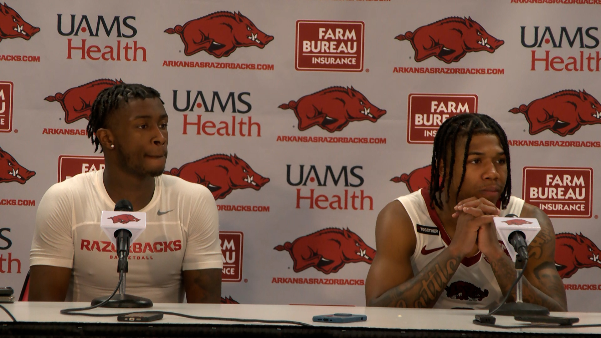 Devo Davis and Khalif Battle discuss 97-83 win over Furman (12-4-23 ...