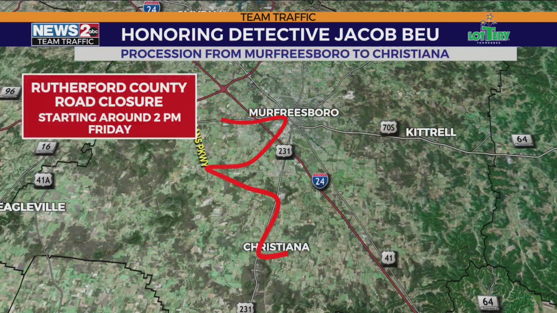 Road closures Friday as Detective Jacob Beu is laid to rest – WKRN News 2